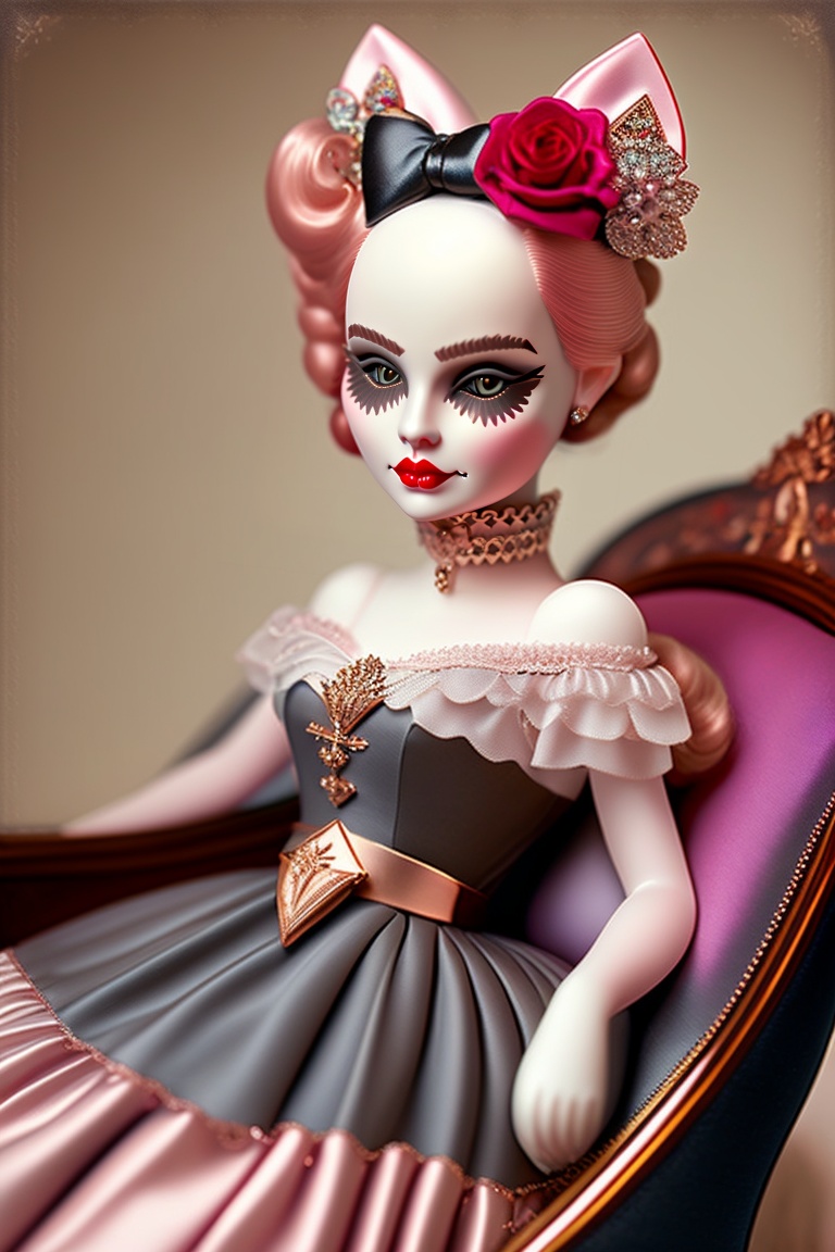Lexica - 1940's elegant mark ryden cat girl undead barbie lounging on a ...