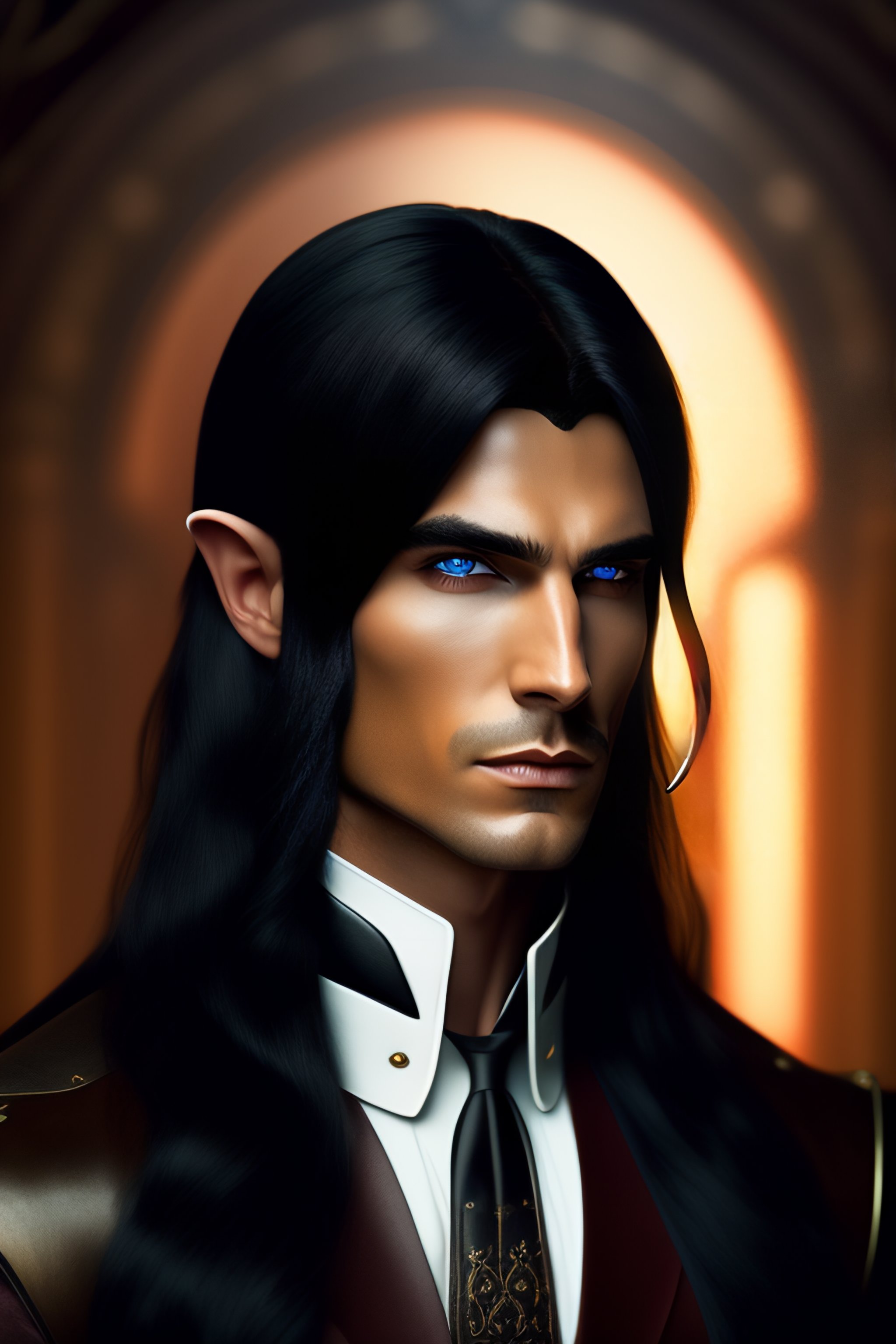 Lexica - Elf male with eye patch, long black hair,
