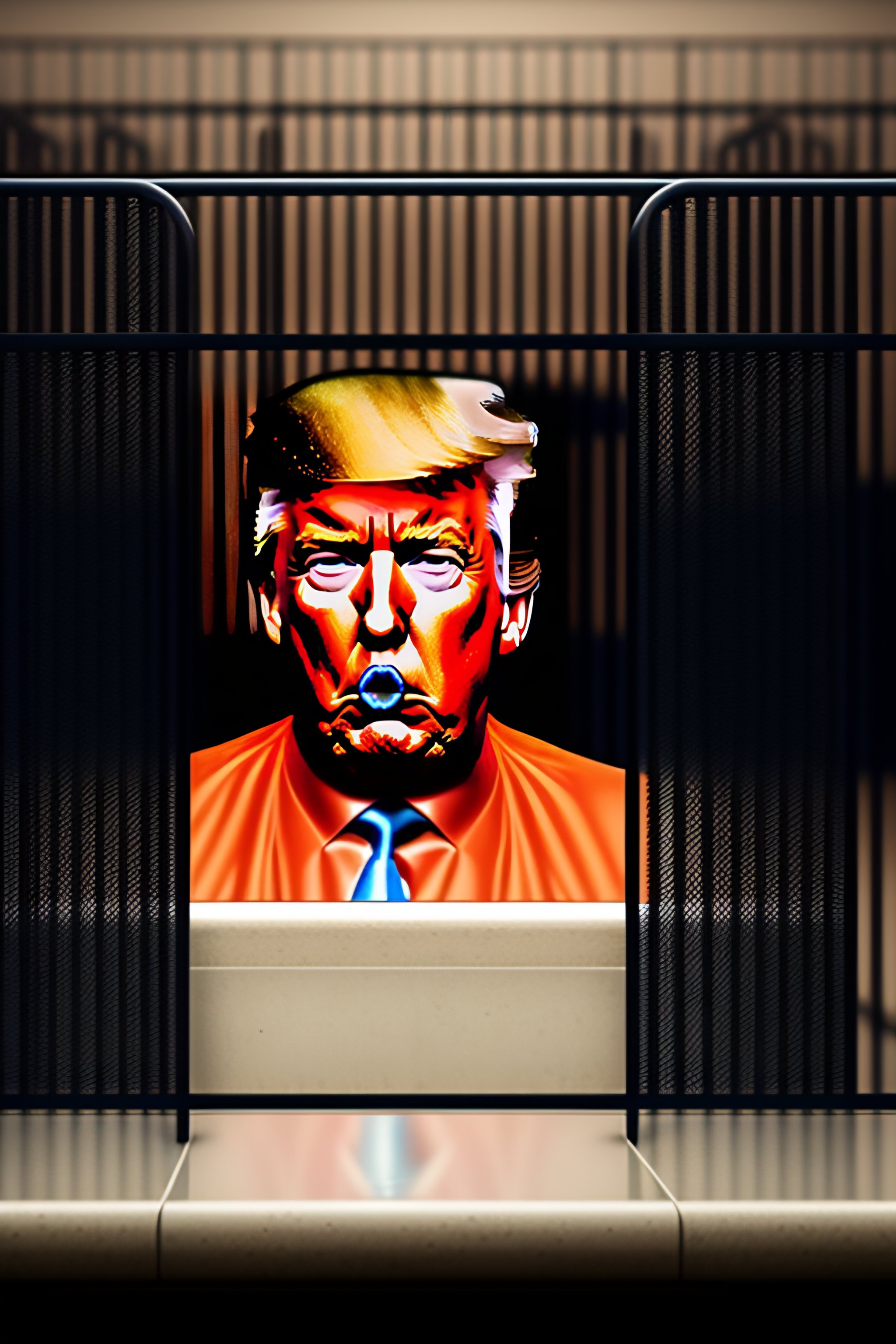 Lexica - Photo af mocking donald trump behind bars