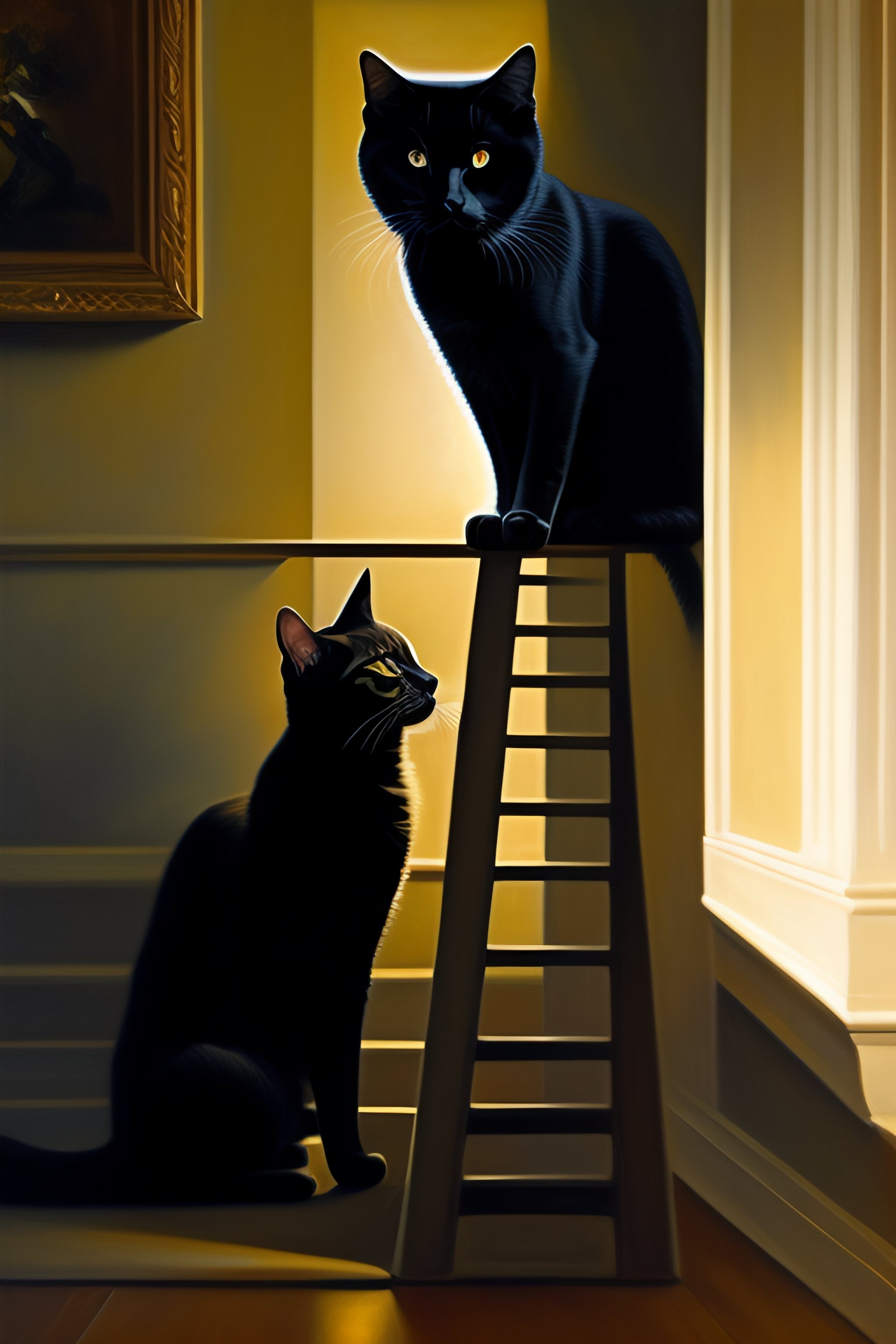 Lexica - Woman kneeling next to a ladder dynamic pose, next to a black ...