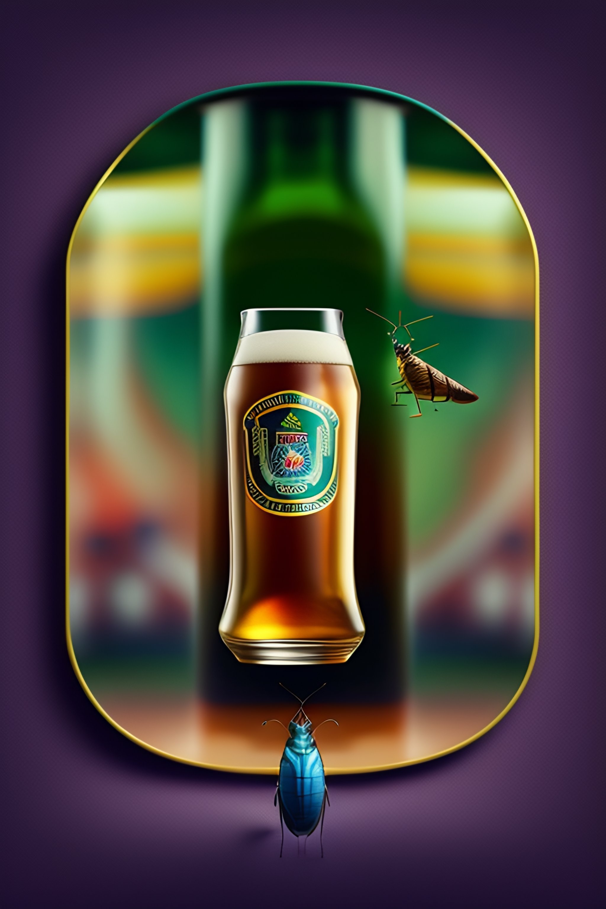 Lexica - An animated grasshopper with a beer in his hand wearing the ...