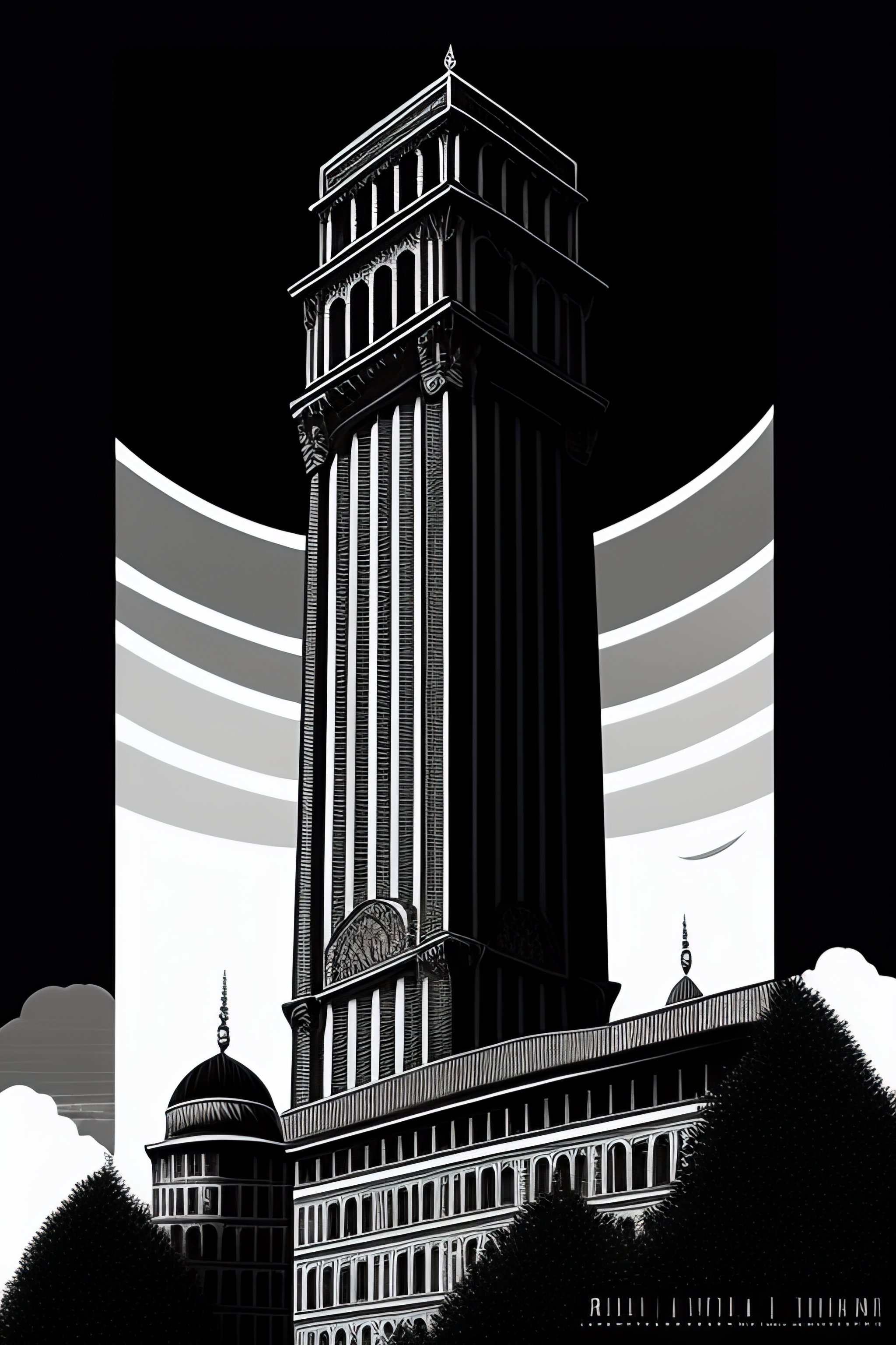 Lexica - An ultra detailed black and white illustration of a lonely and ...