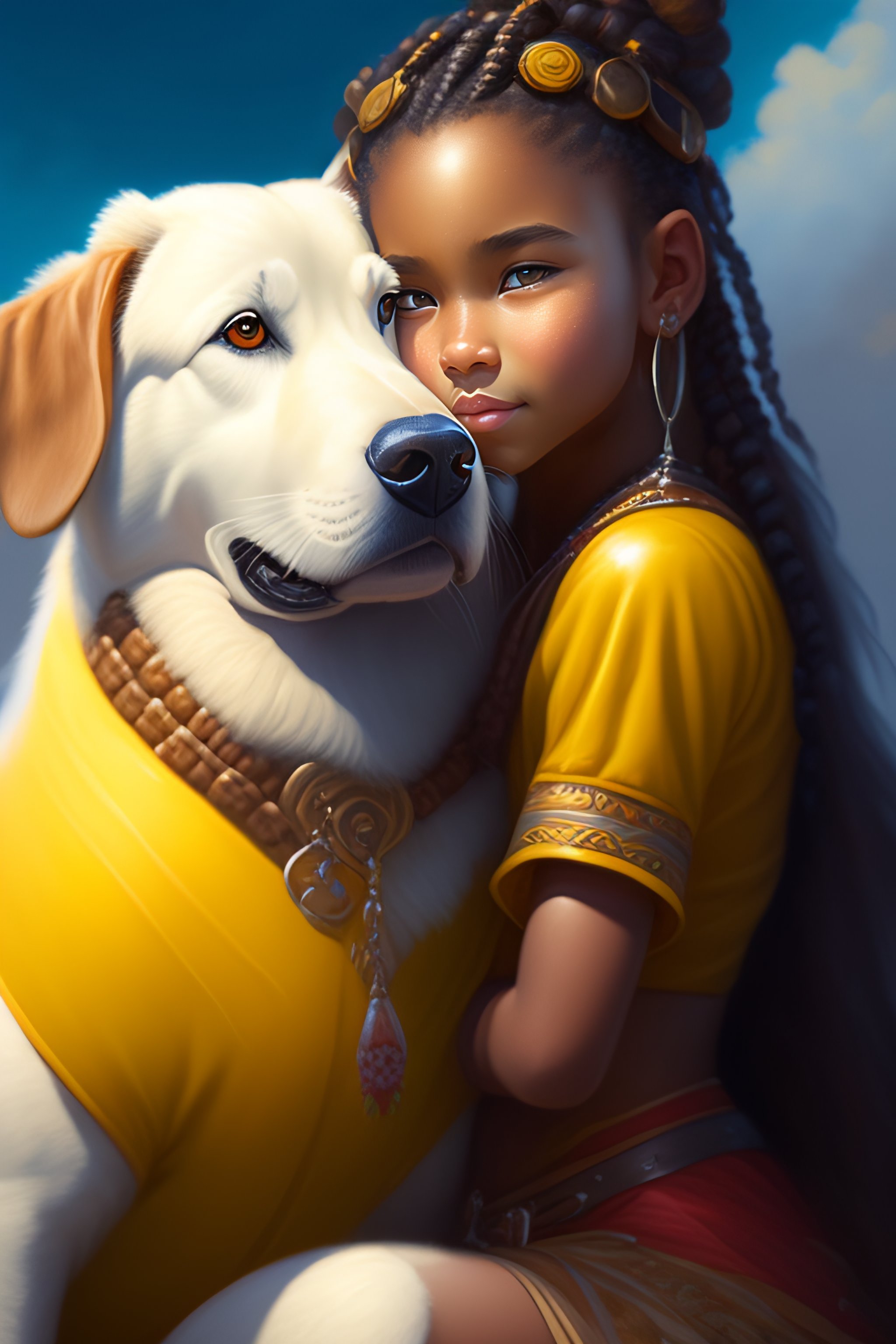Lexica - A detailed portrait of a cute yellow skinned girl with two ...