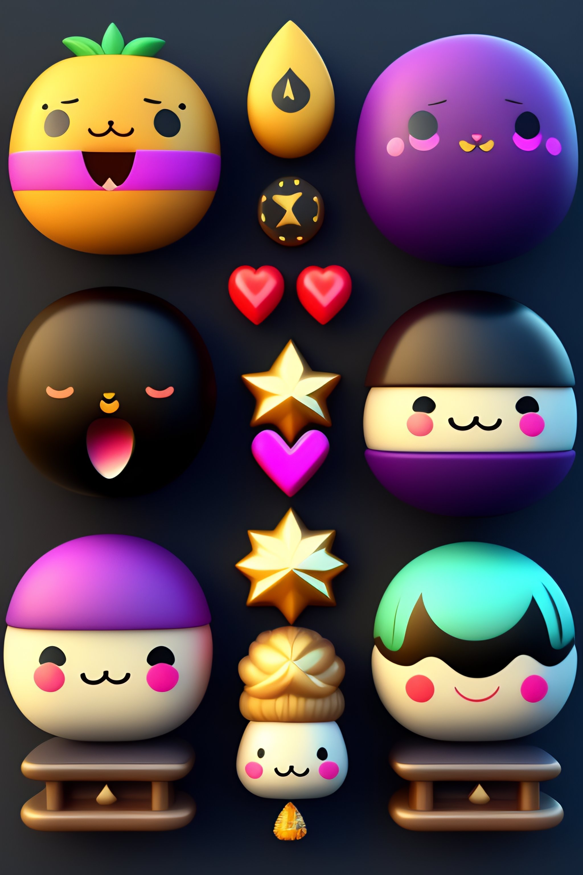 Lexica - Kawaii emotes, very detailed, 3D render