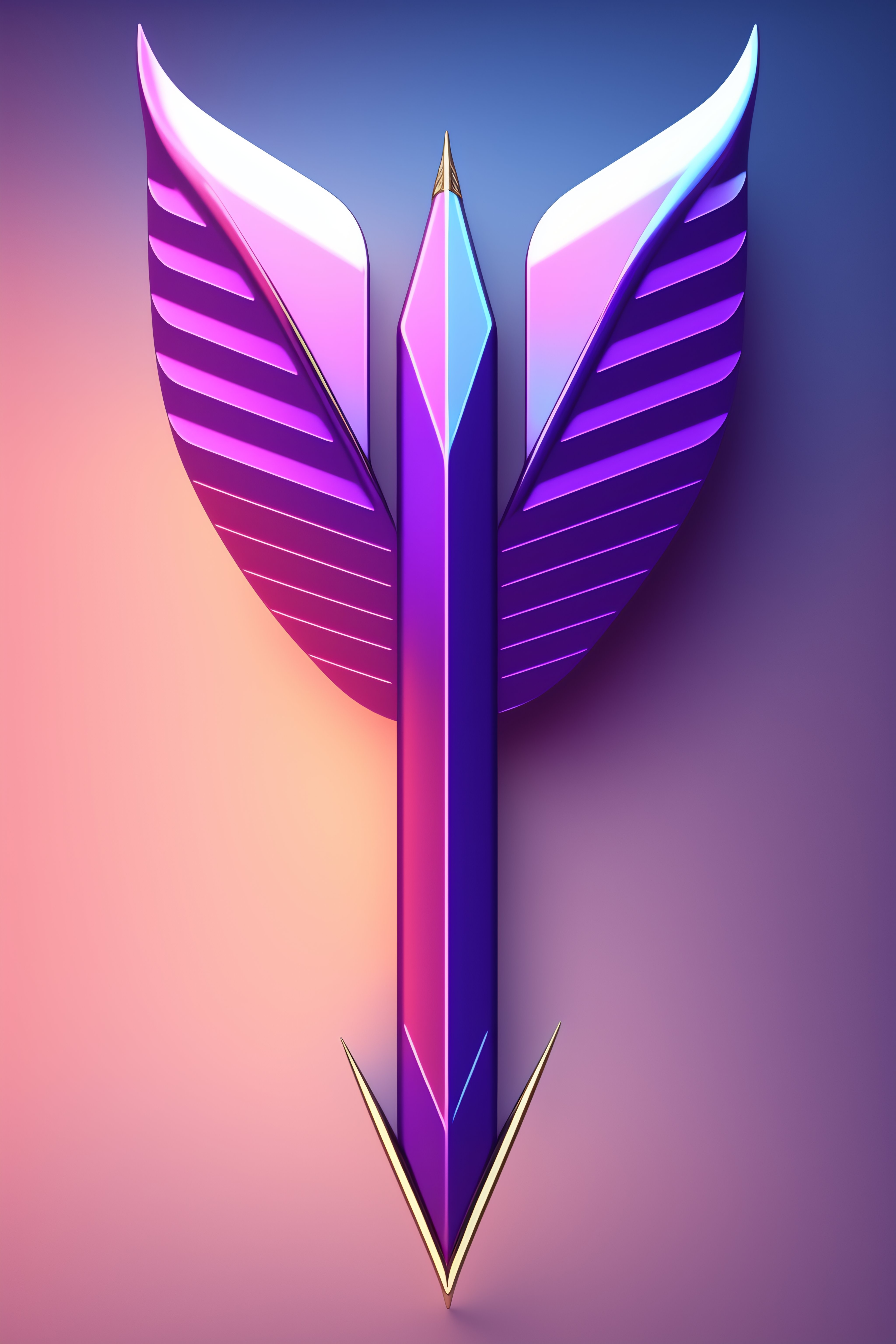Lexica - 3d icon render of a wing, arrow quiver, magic wand, majestic ...