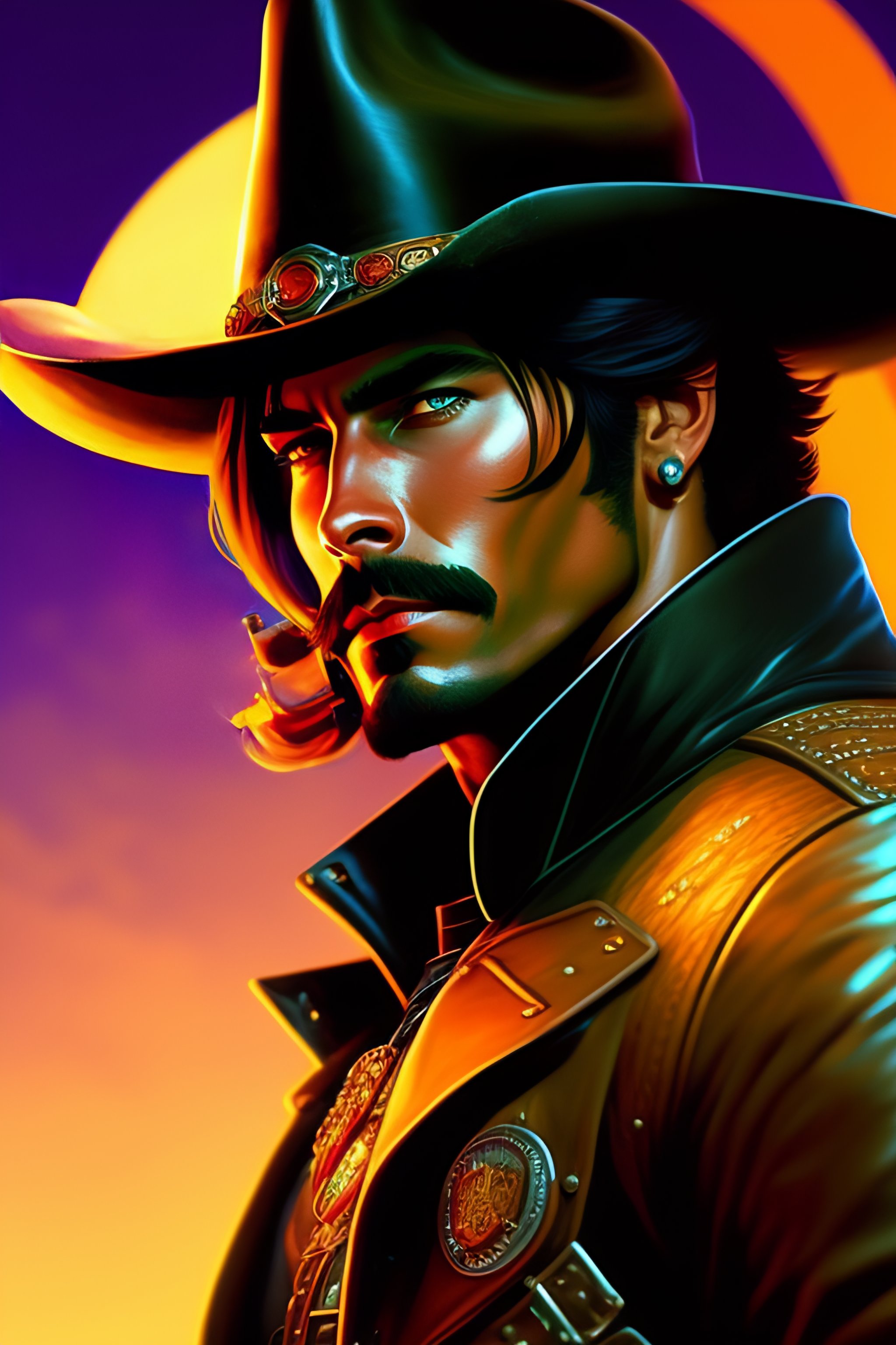 Lexica - Mccree from overwatch, cyber cowboy, character portrait ...