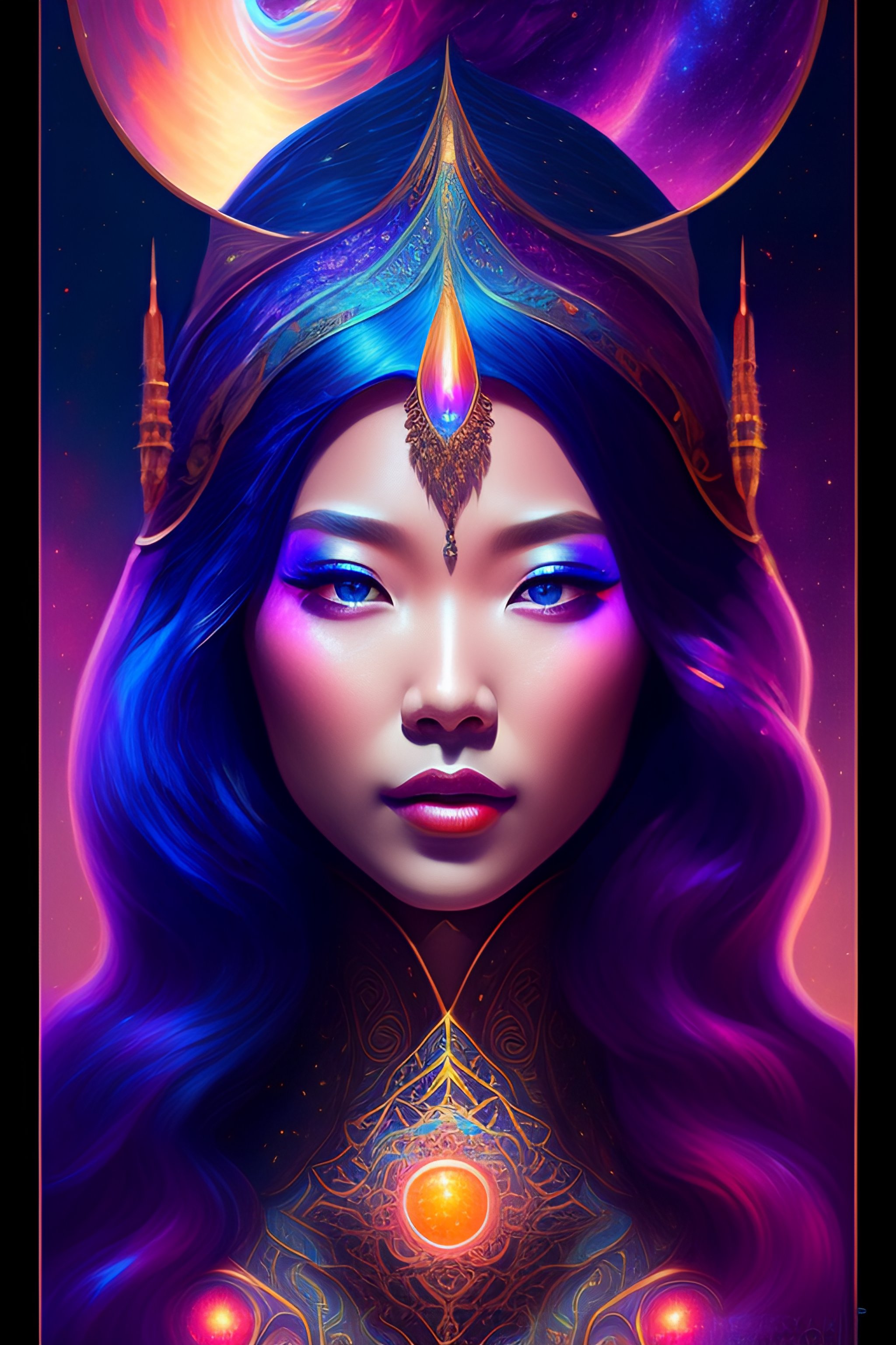 Lexica - Cosmic sorceress, nebulas, galactic, Concept art portrait by ...