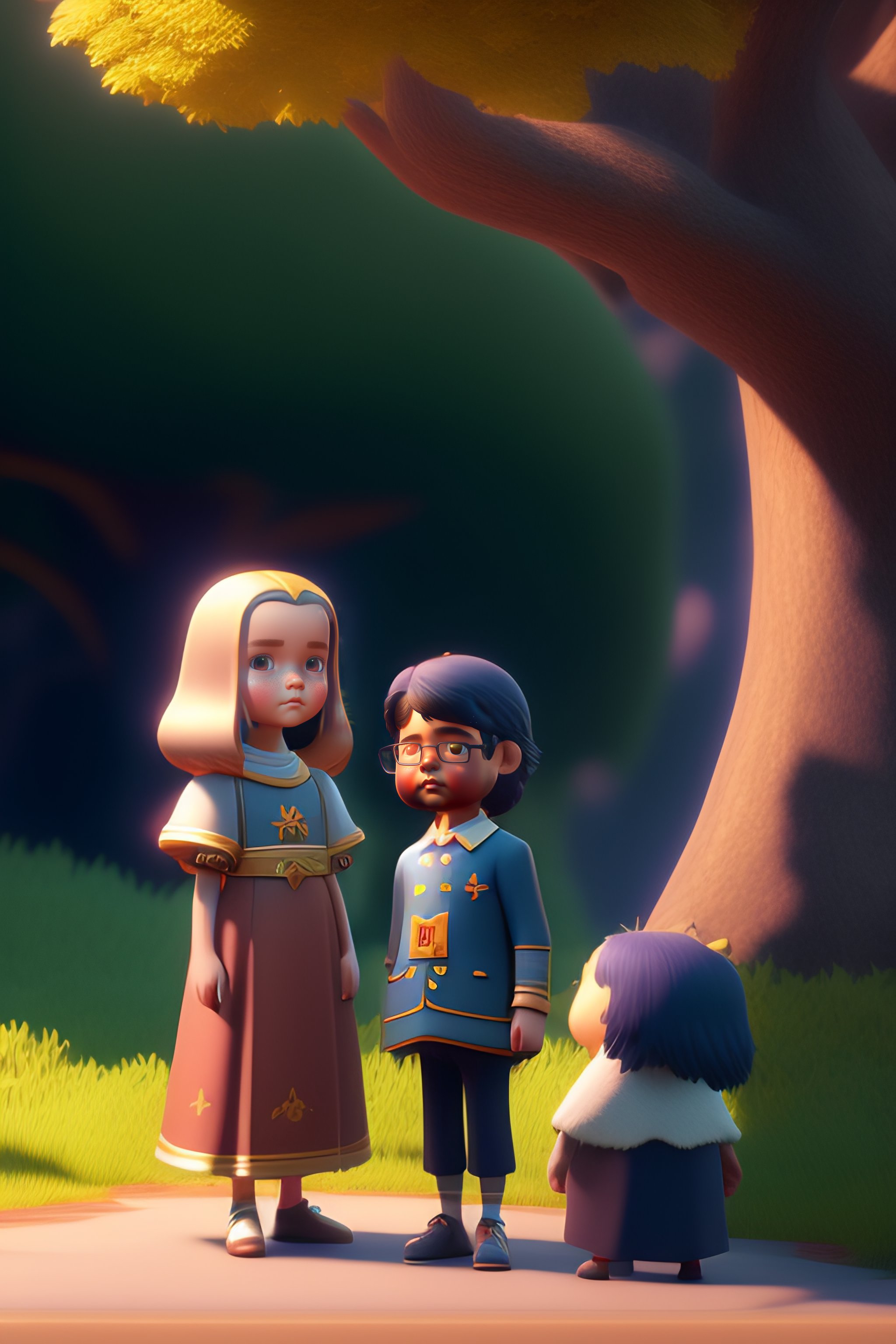 Lexica - Jesus with kids ,unreal engine, under a tree, artstation ...