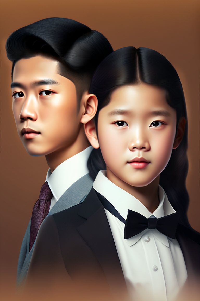 Lexica - Two high school boy and girl, twins, have same face, sharp ...
