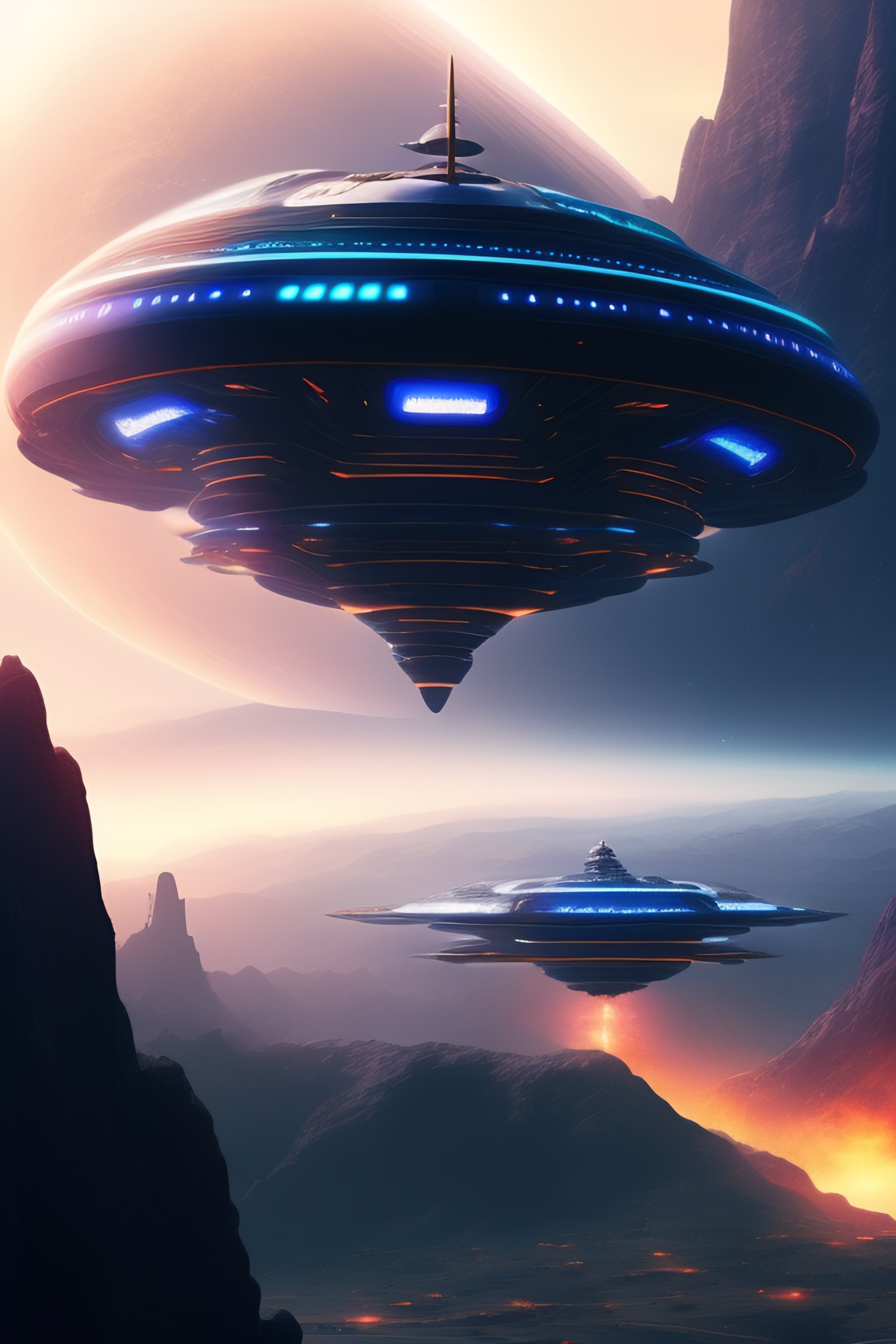 Lexica - Futuristic, high-tech, interstellar spaceship, holographic, cybernetic, robots, laser ...