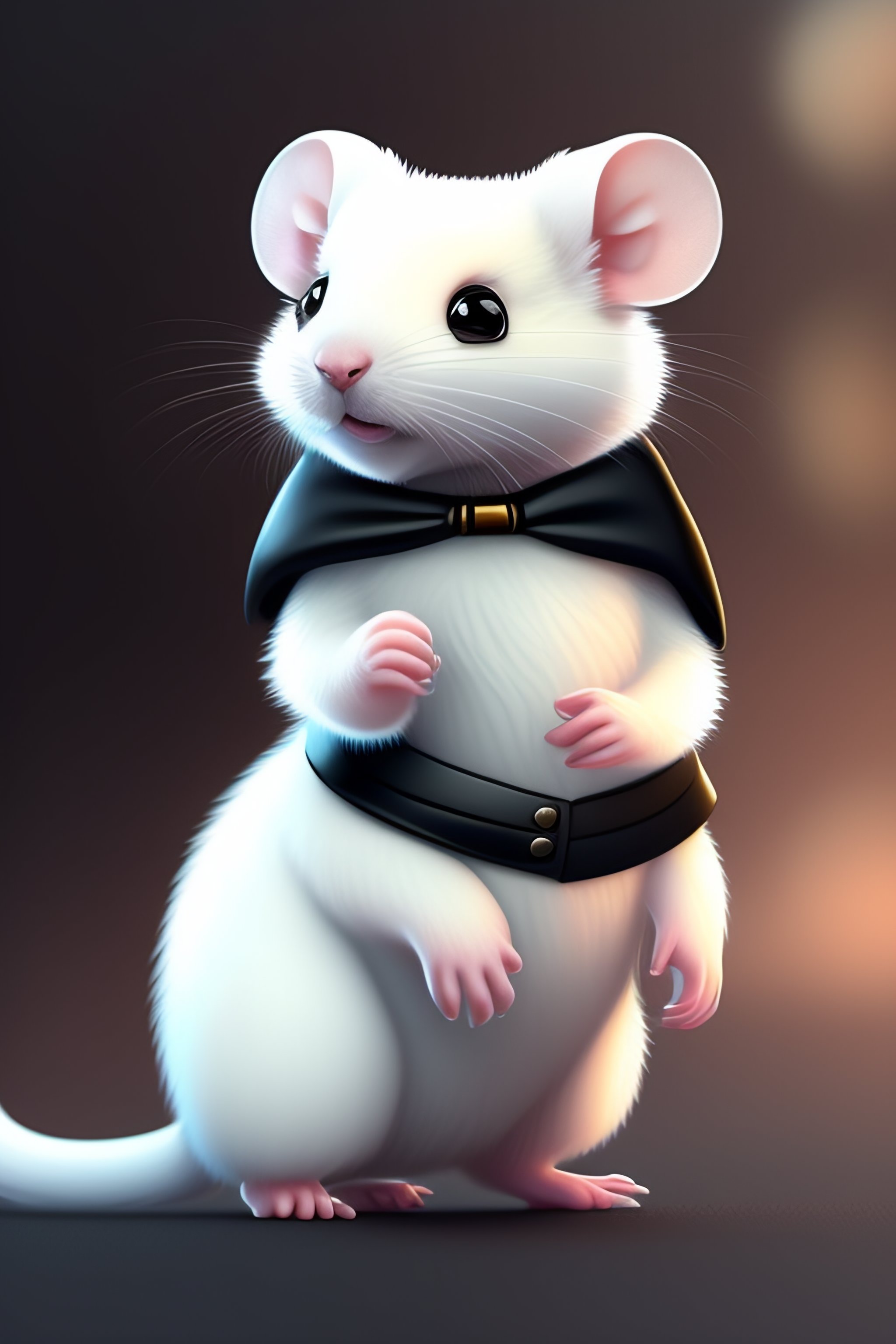Lexica - CUTE AND ADORABLE CARTOON FLUFFY white rat,in a tuxedo,black ...