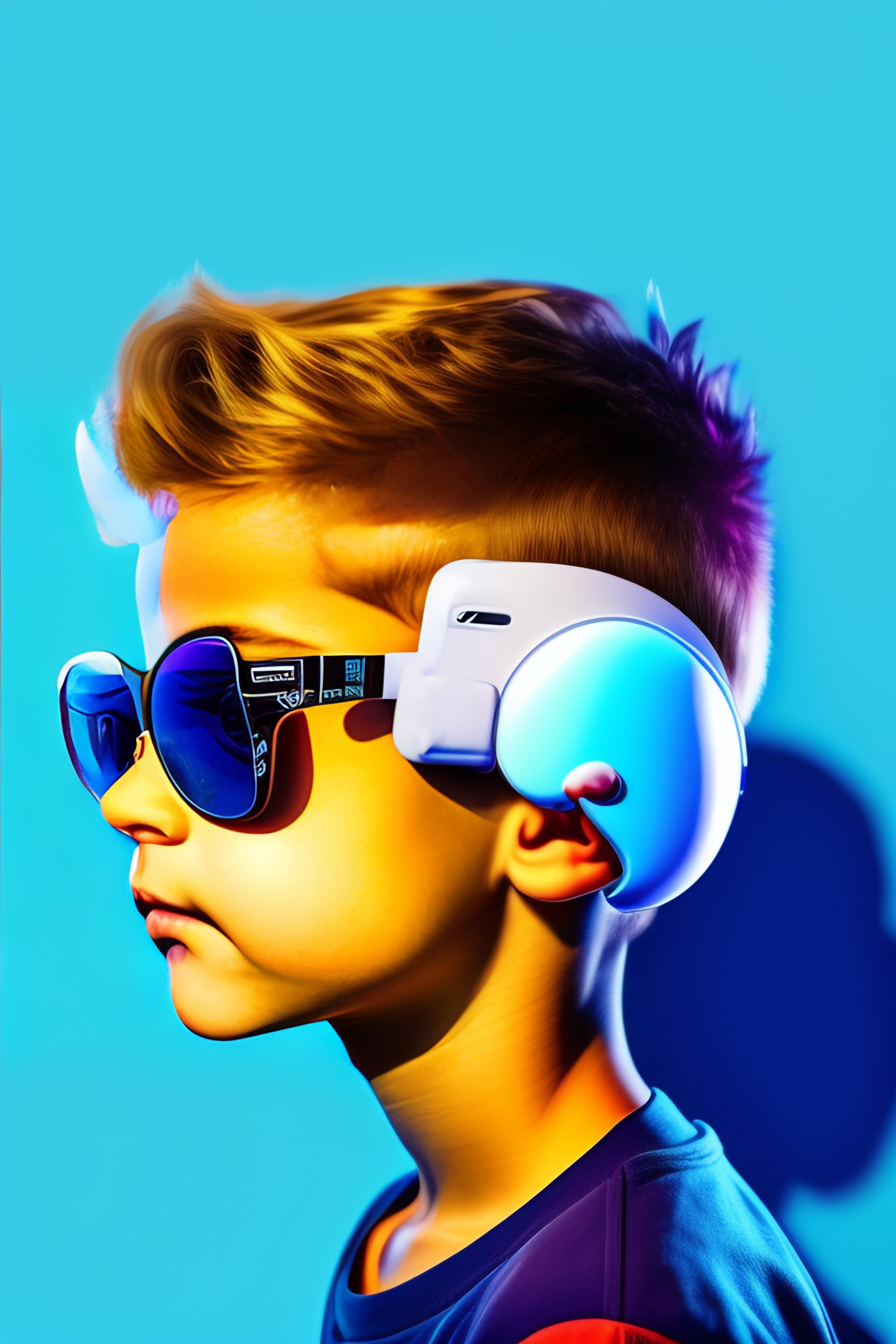 Lexica - A shadow of a gamer boy, cartoon style, blue background, wear ...