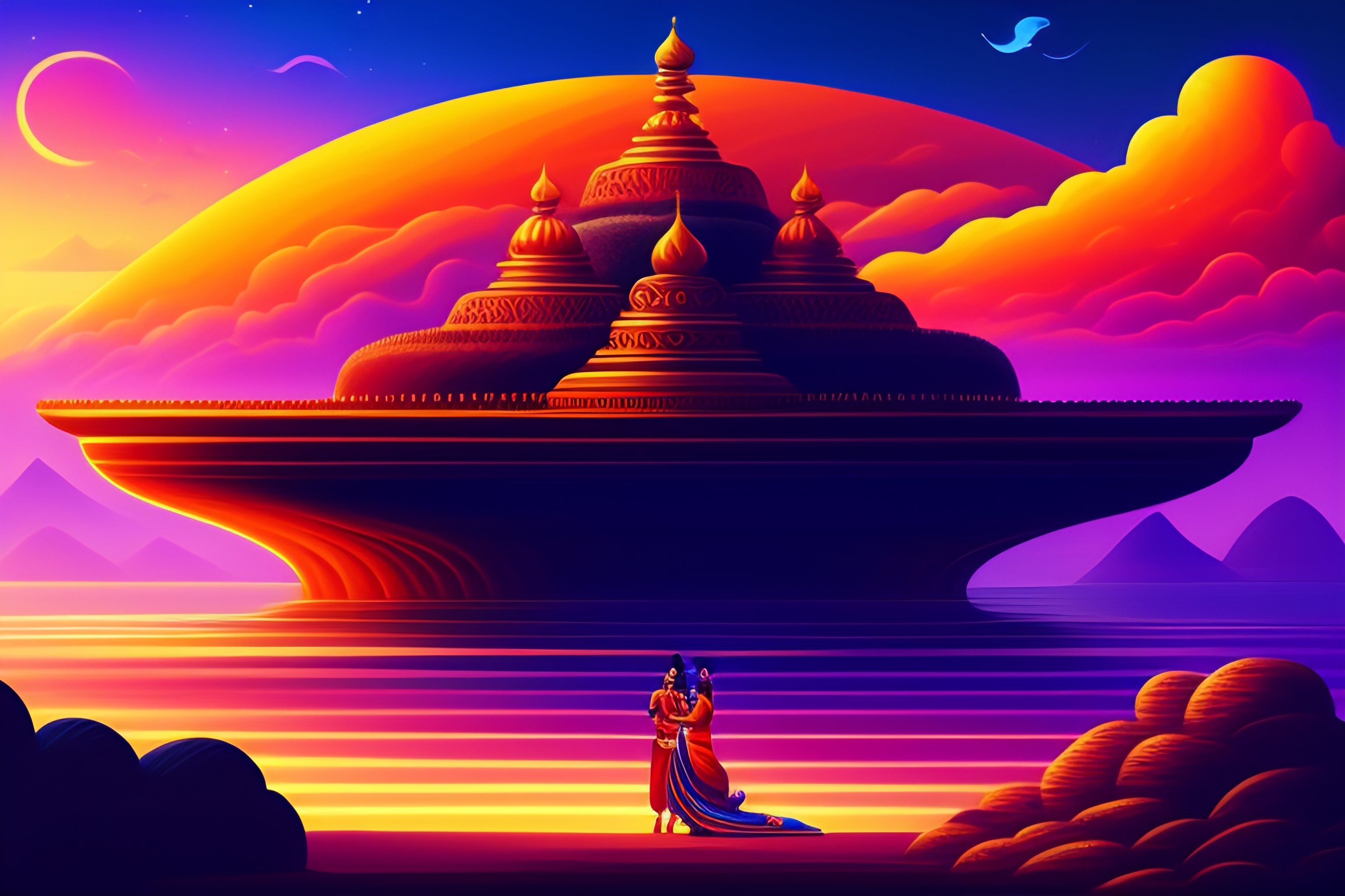 Lexica - Illustration of Ravana kidnapping Sita on pushpak viman in an ...