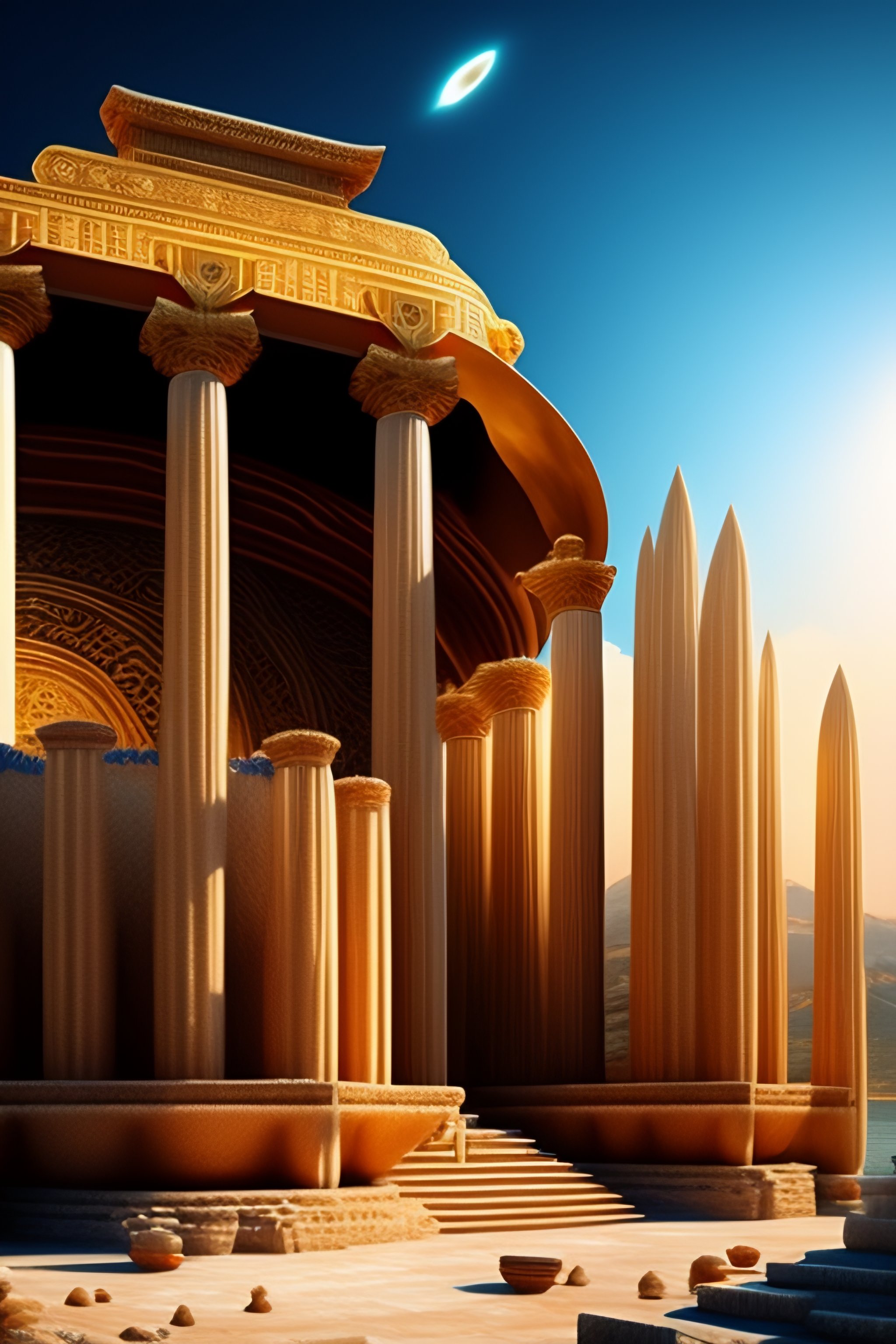 Lexica - Many temples in the Greek style, of titans, floating in a ...
