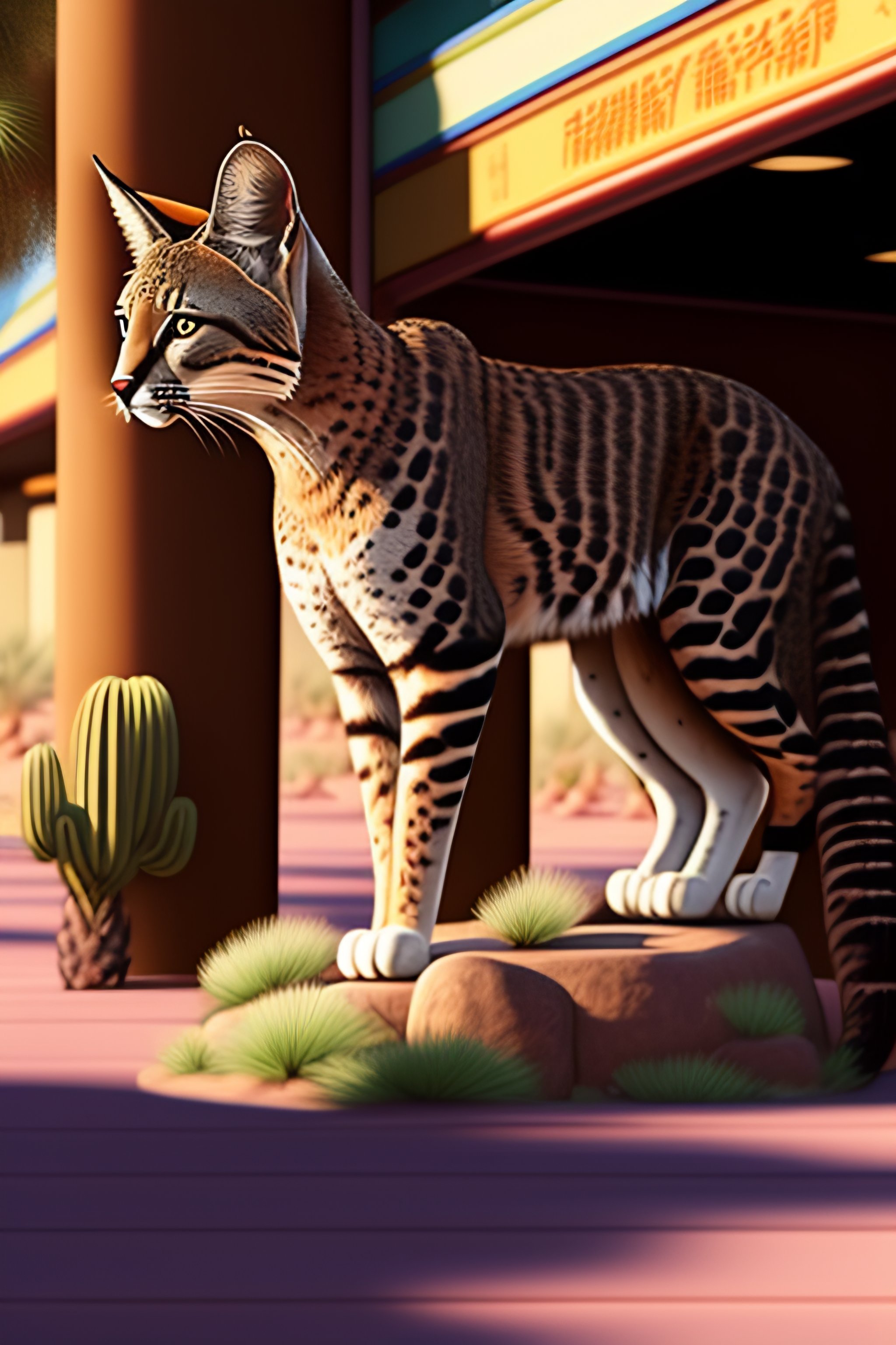 Lexica - A desert bobcat in a busy shopping mall in Arizona. Japanese ...