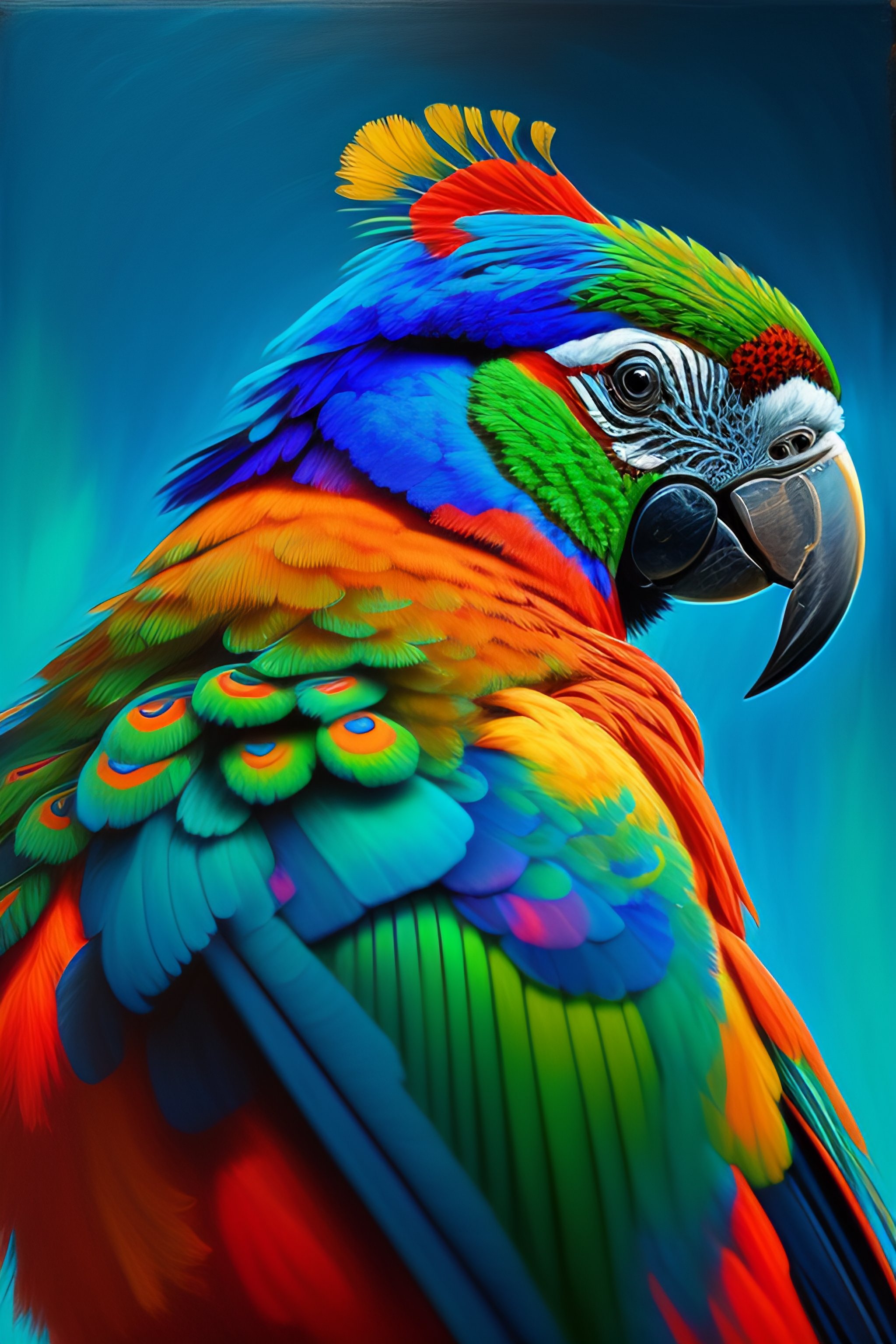 Lexica - Peacock macaw full color painting