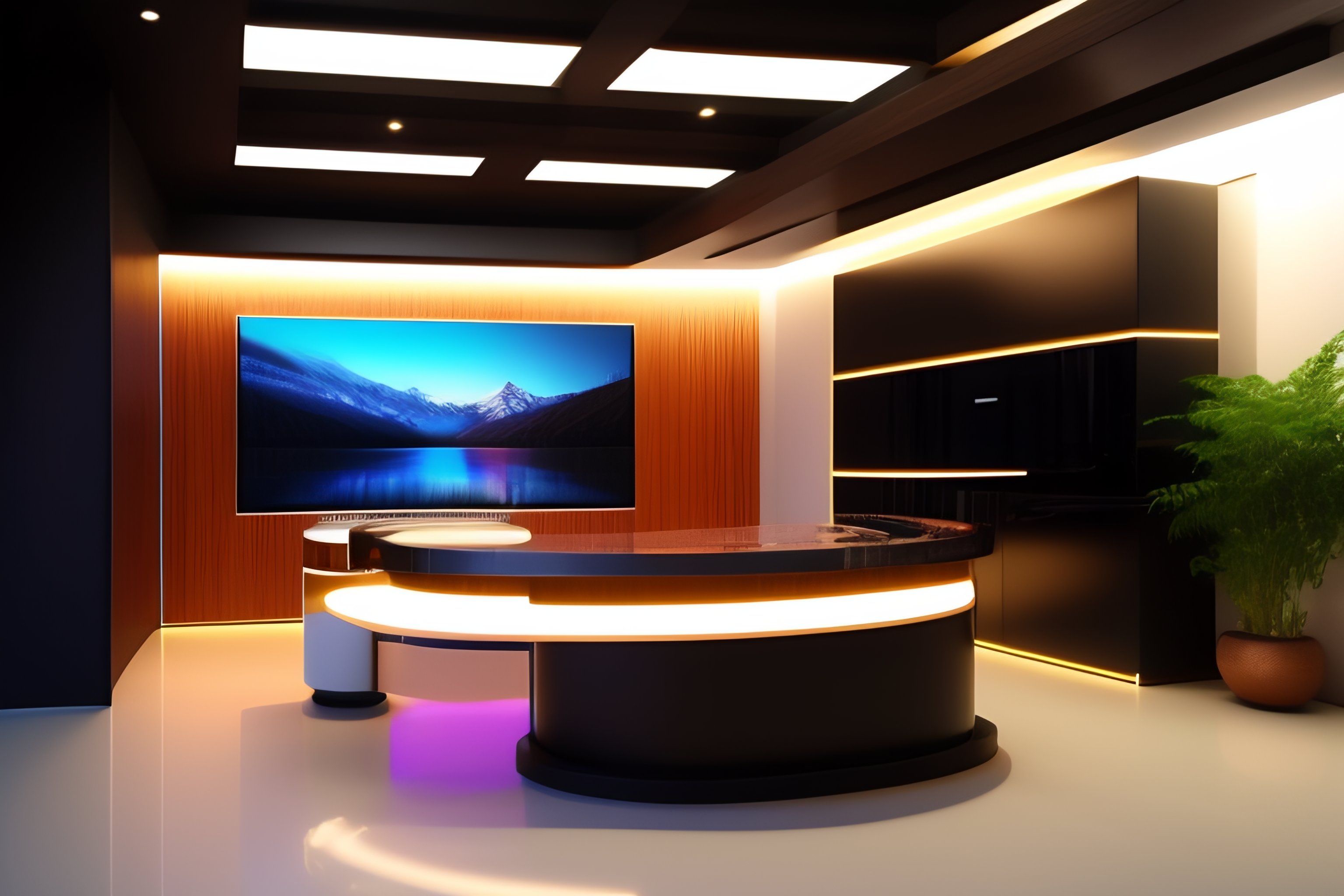 Lexica - Photography, Morning Talk Show, Cooking Show Stage, Desk, TV ...