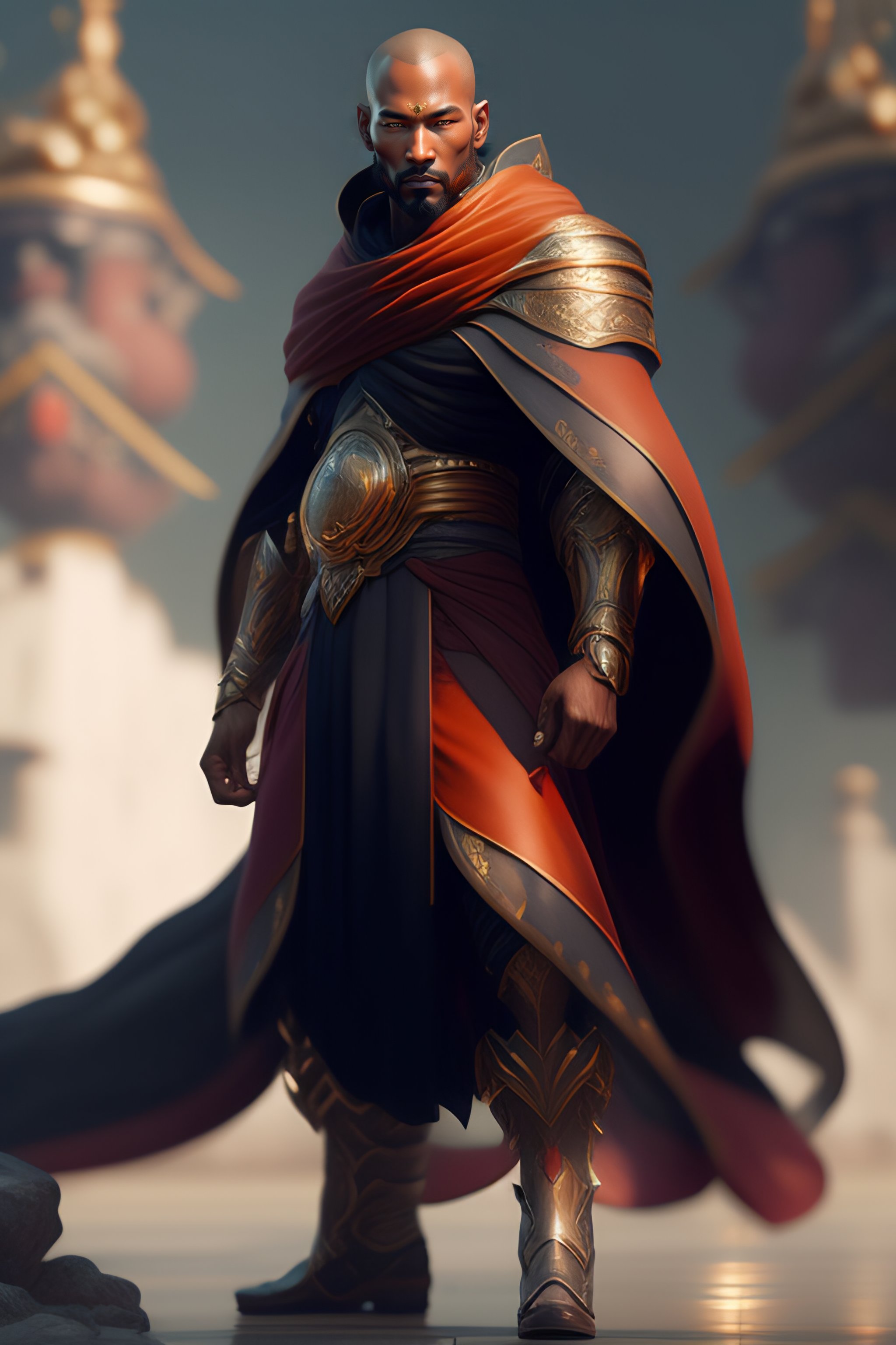 Lexica - A cyborg warrior monk 🙏, wearing a flowing cloak, cyborg ...