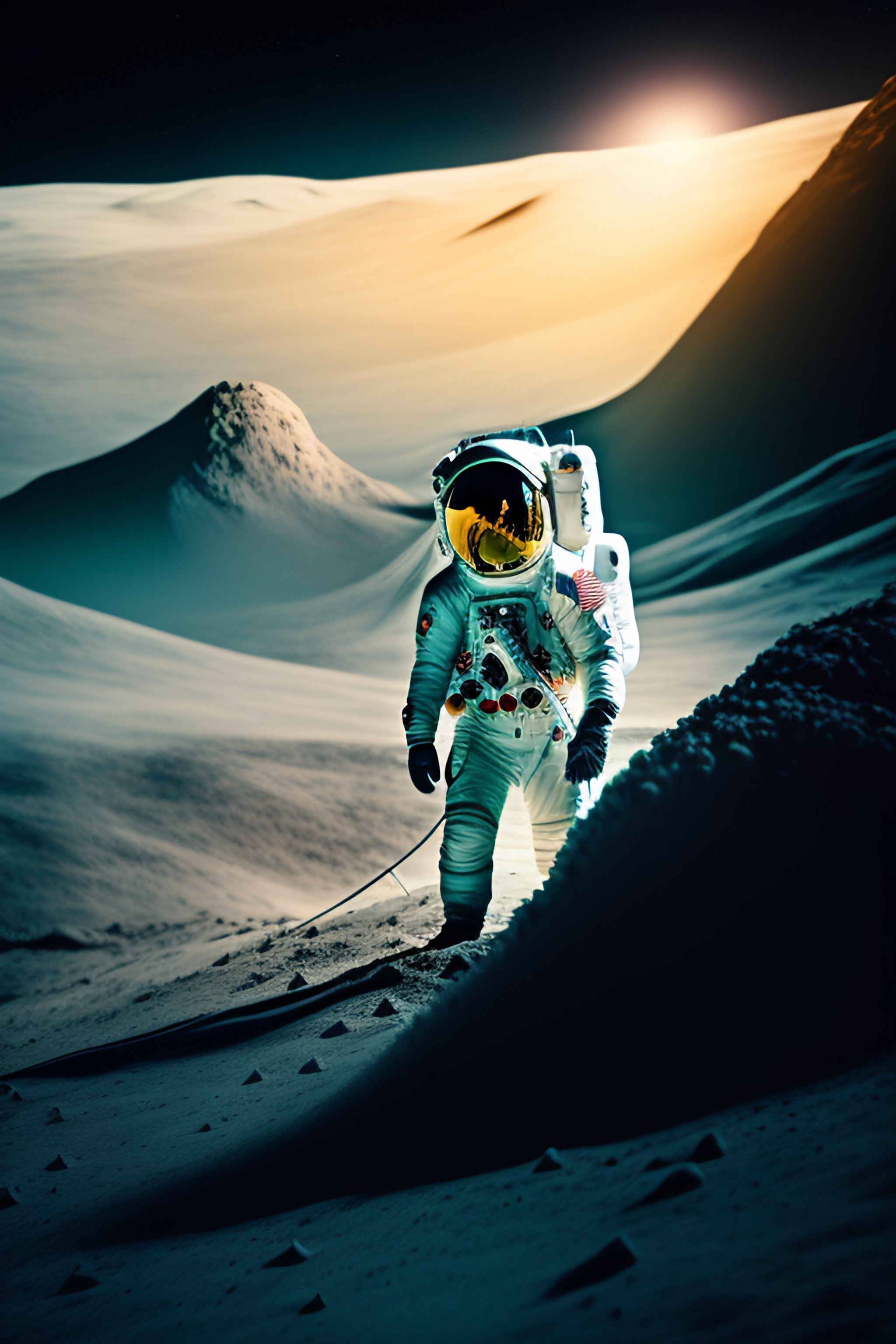 Lexica - Portrait of an astronaut on the moon stacking up moon rocks