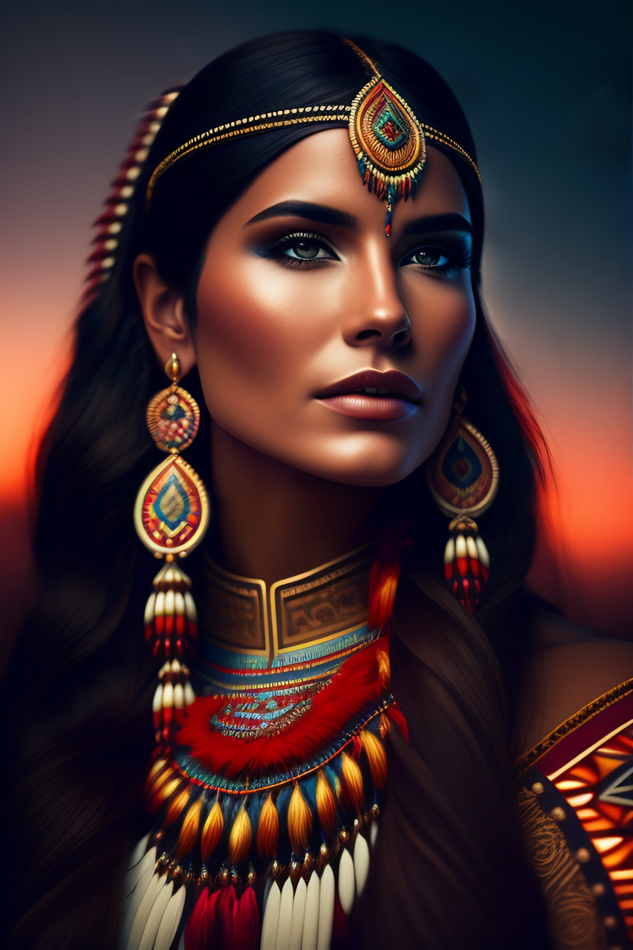 Lexica - A beautiful portrait of a native american woman with ornate ...