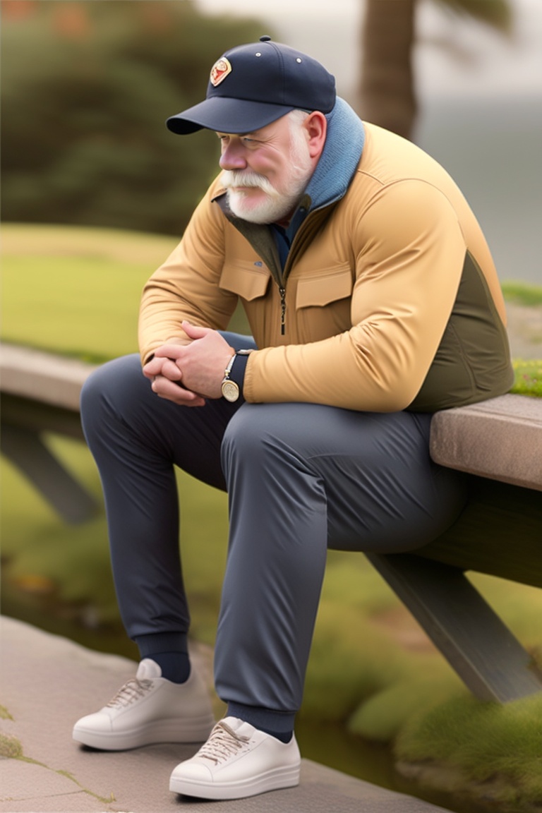 Lexica - Photo of Ernest Miller Hemingway in a sports cap, sweatpants ...