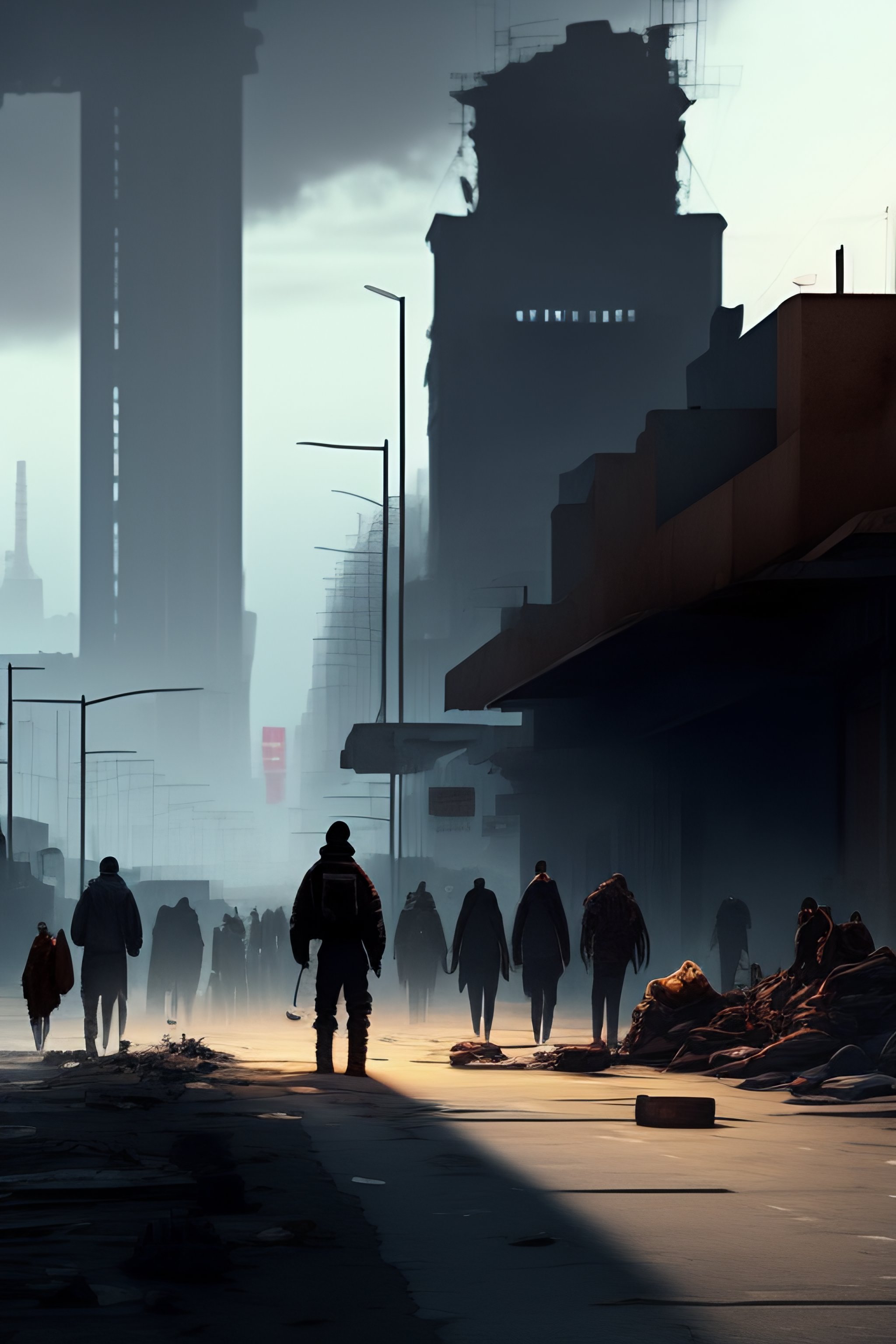 Lexica - A post-apocalyptic scene in a big city. The streets are ...