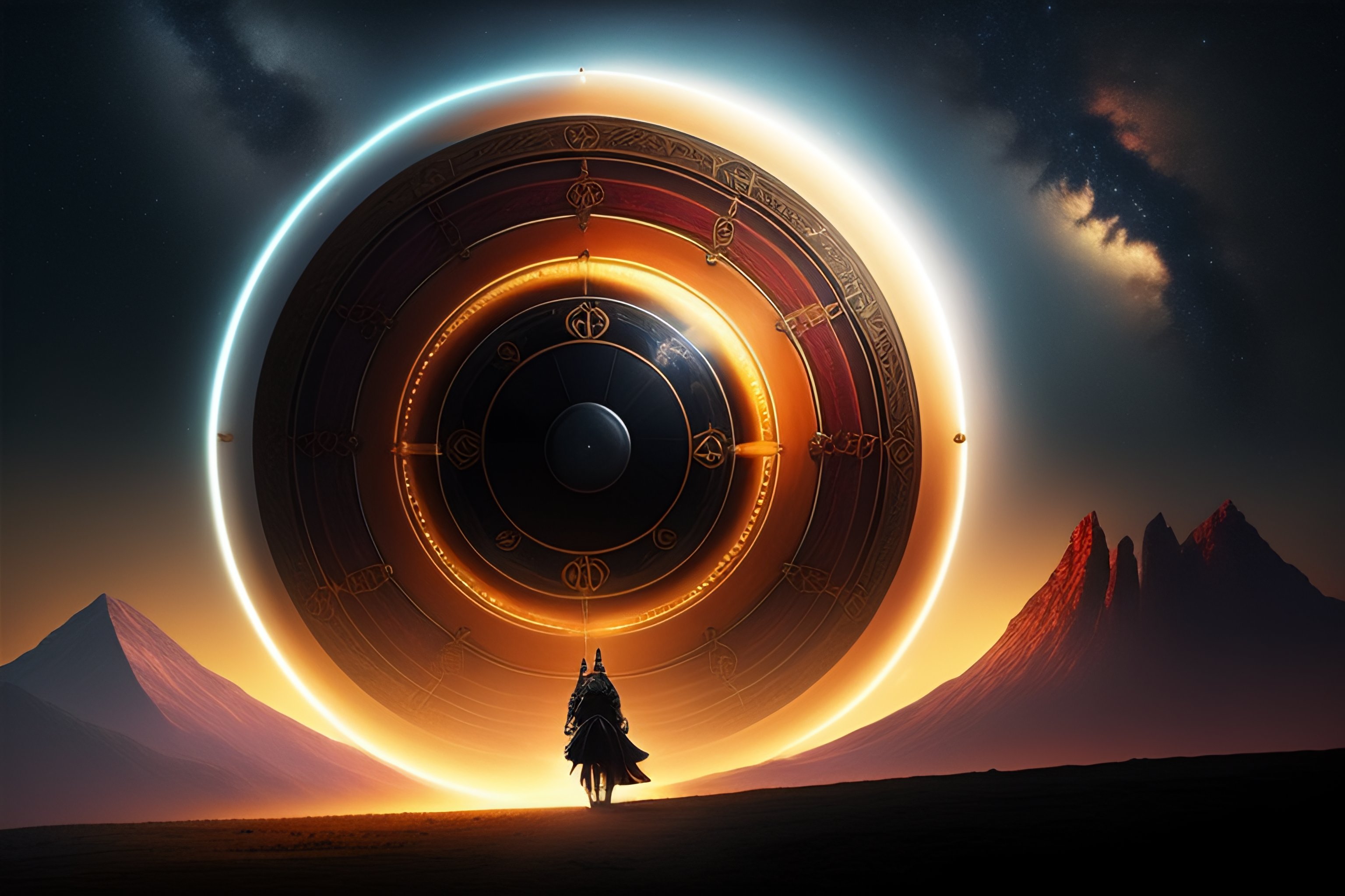 Lexica - Wheel of time, giant cog suspended in the air ::1 vast black ...