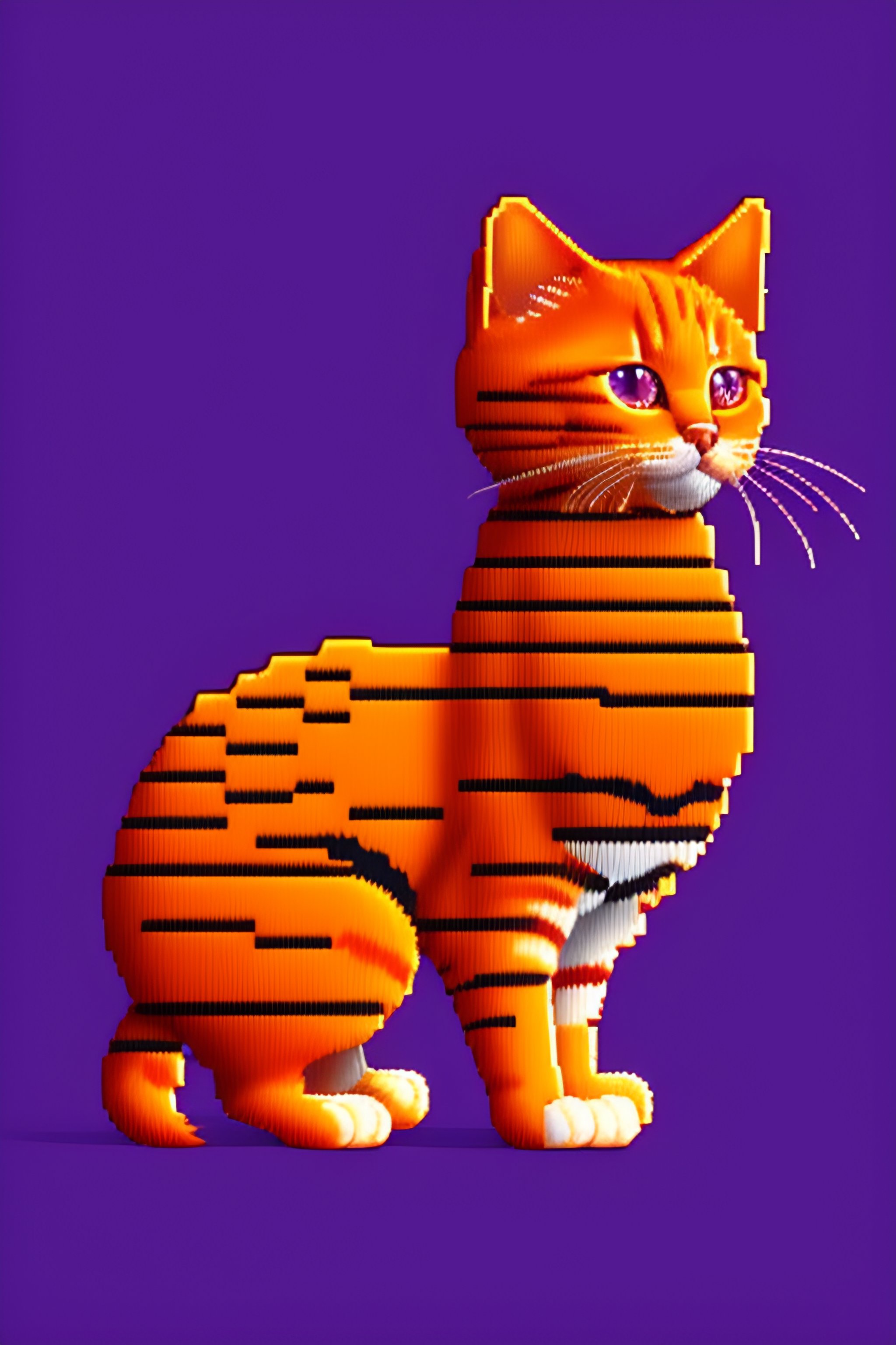 Lexica - A 2d 16-bit pixel orange cat video game sprite with purple ...