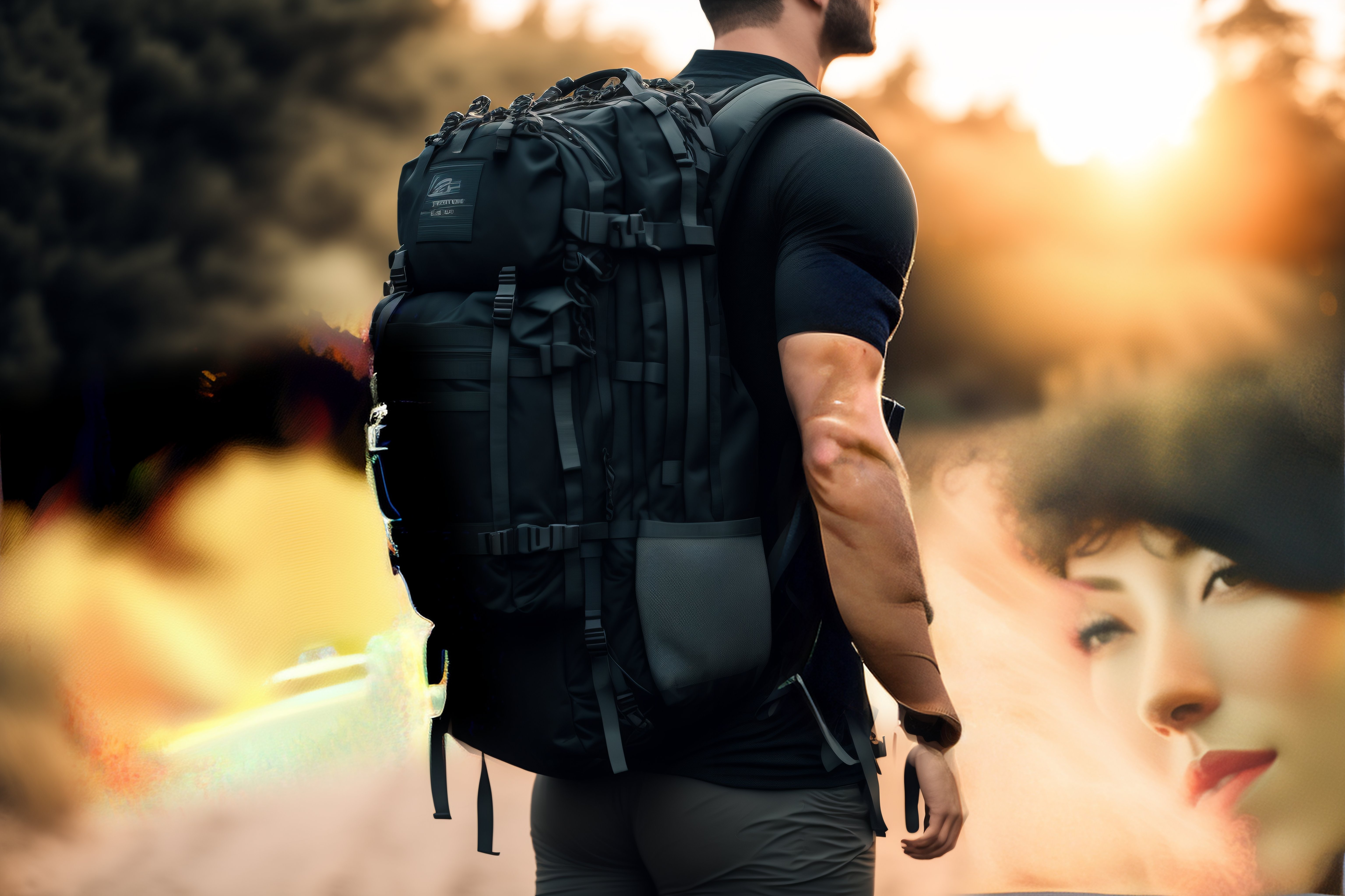 Lexica - Illustrate a person doing rucking with a weighted backpack ...