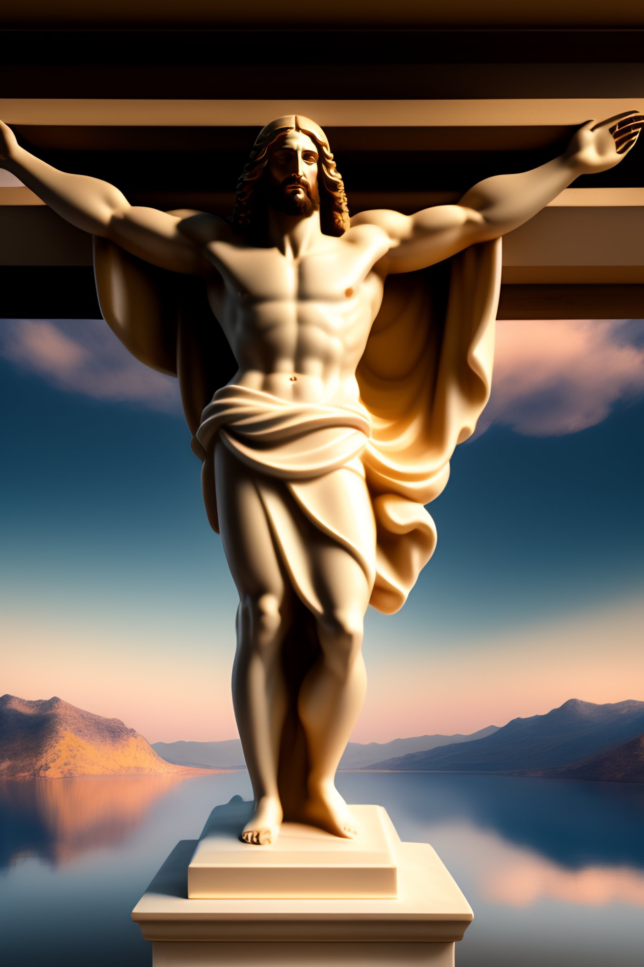Lexica - Full body photo ofJesus Christ with open hands majestic