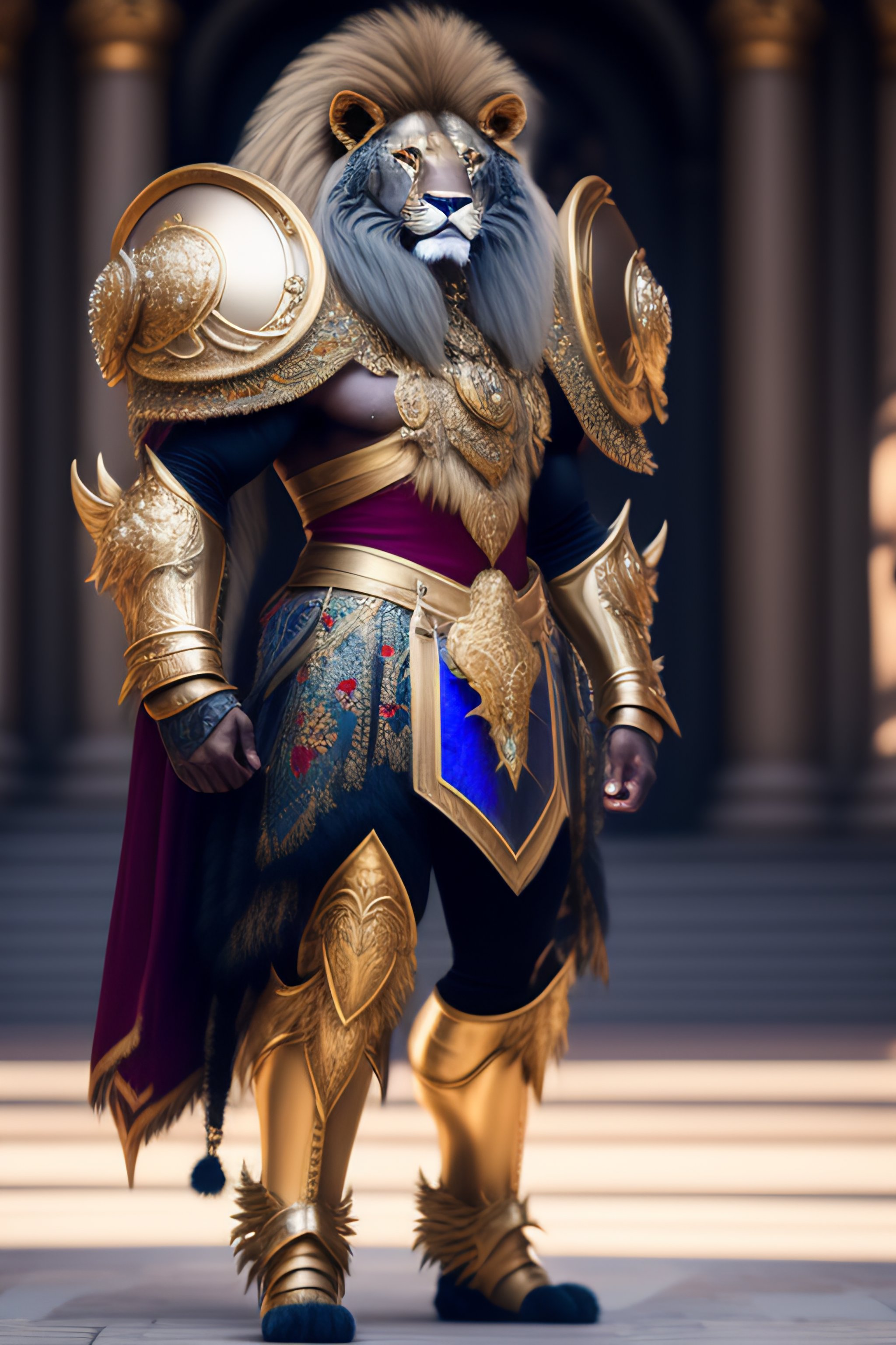 Lexica - High quality photo fullbody of a male anthro LION wearing ...