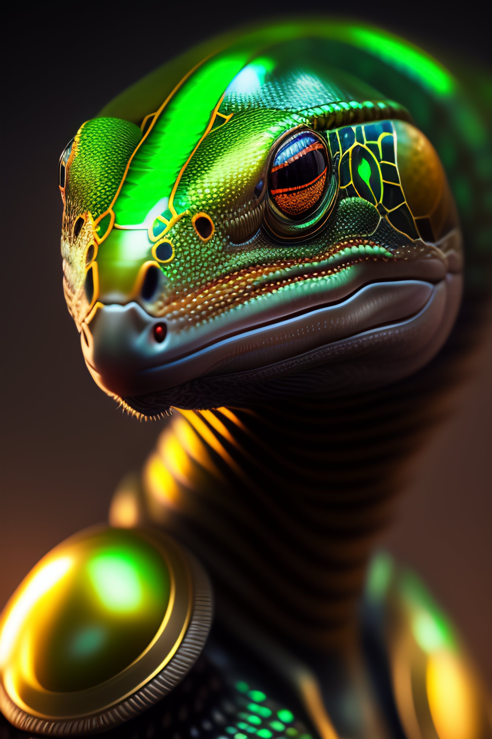 Lexica - Portrait of a cybernetic green snake a spiritual full body ...
