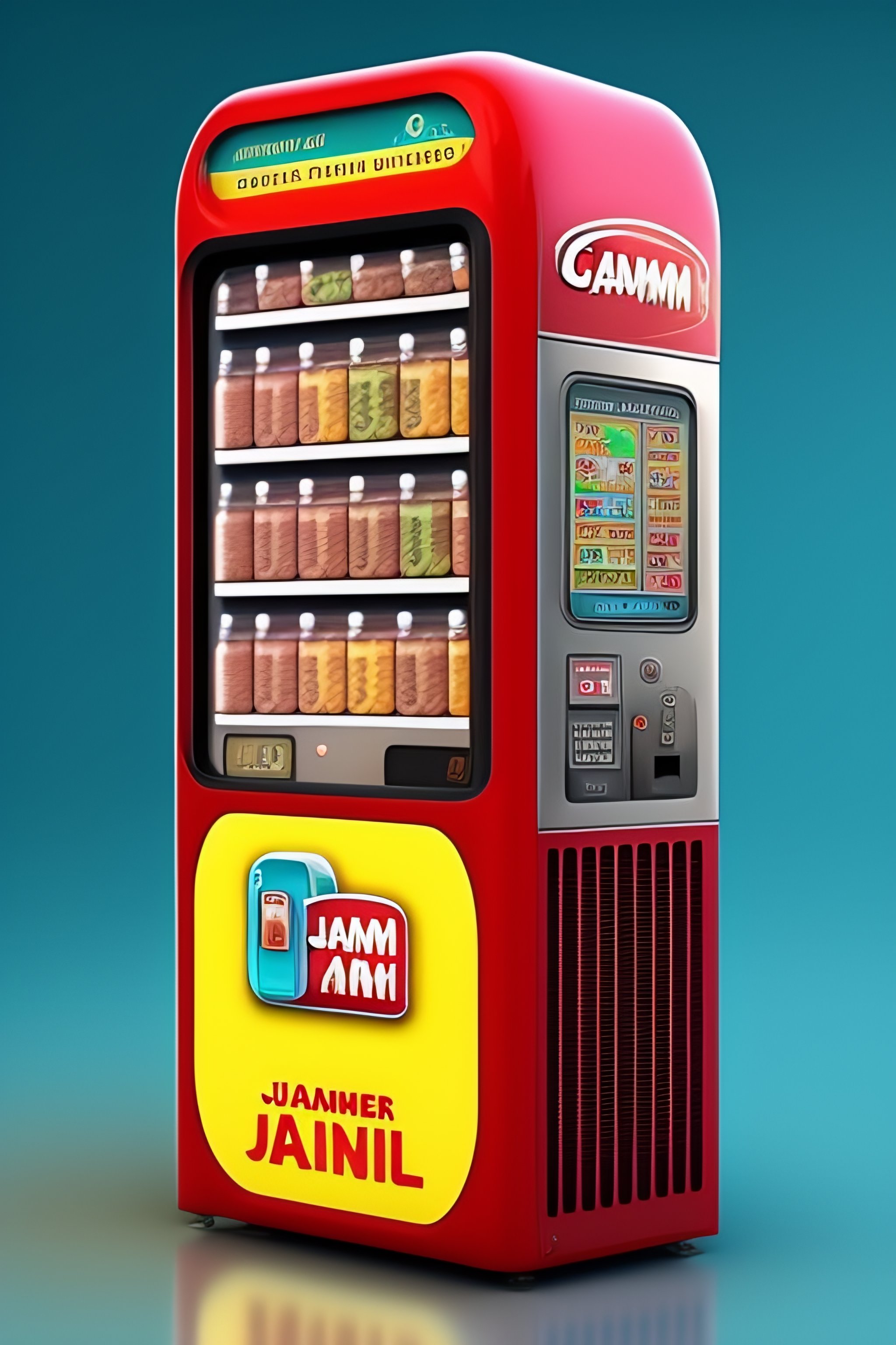 Lexica - A jam vending machine, cute. Concept art illustration