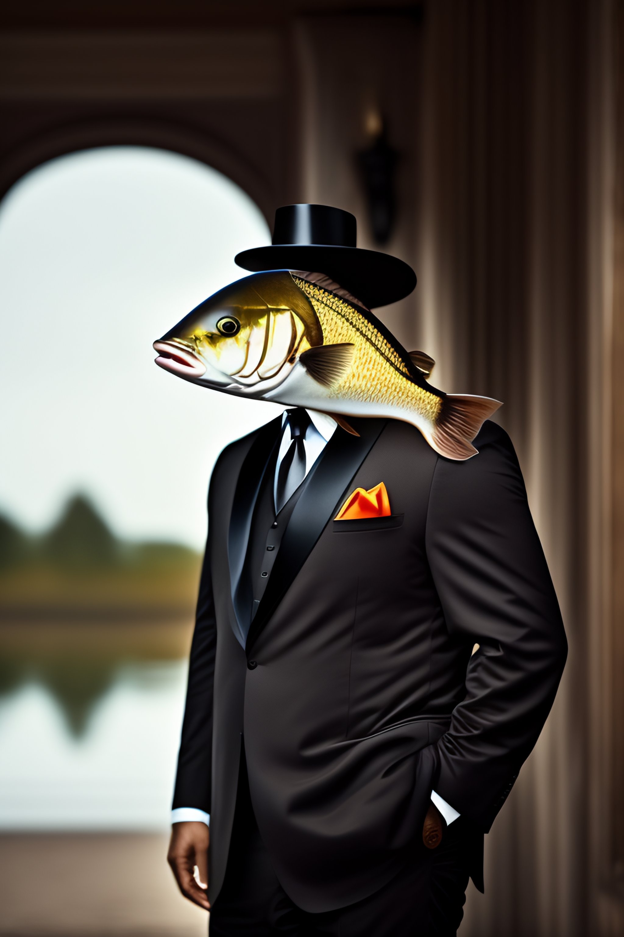 Lexica - Man with fish head, tuxedo