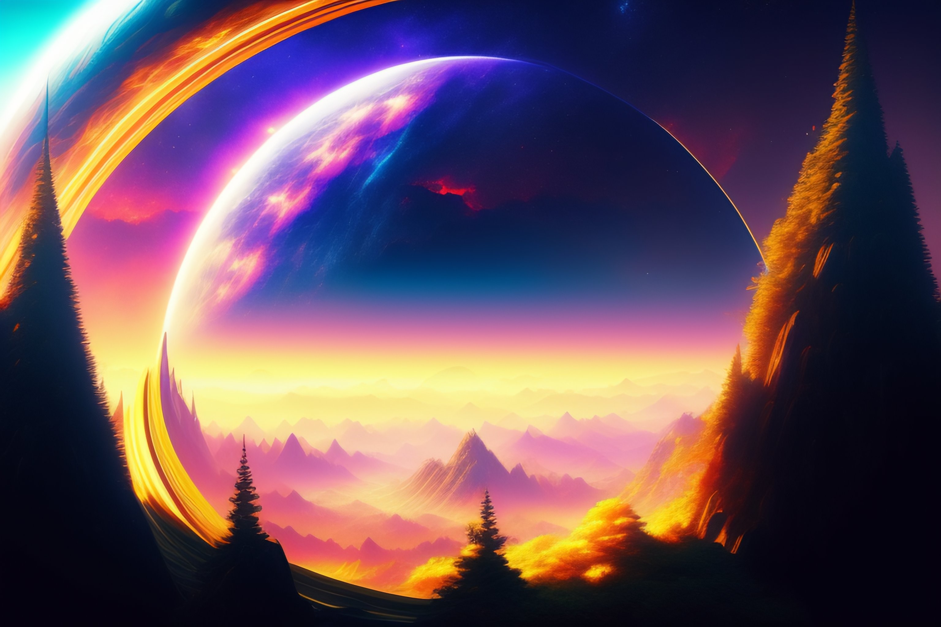 Lexica - Forested landscape on the inner side of an orbital ring ...