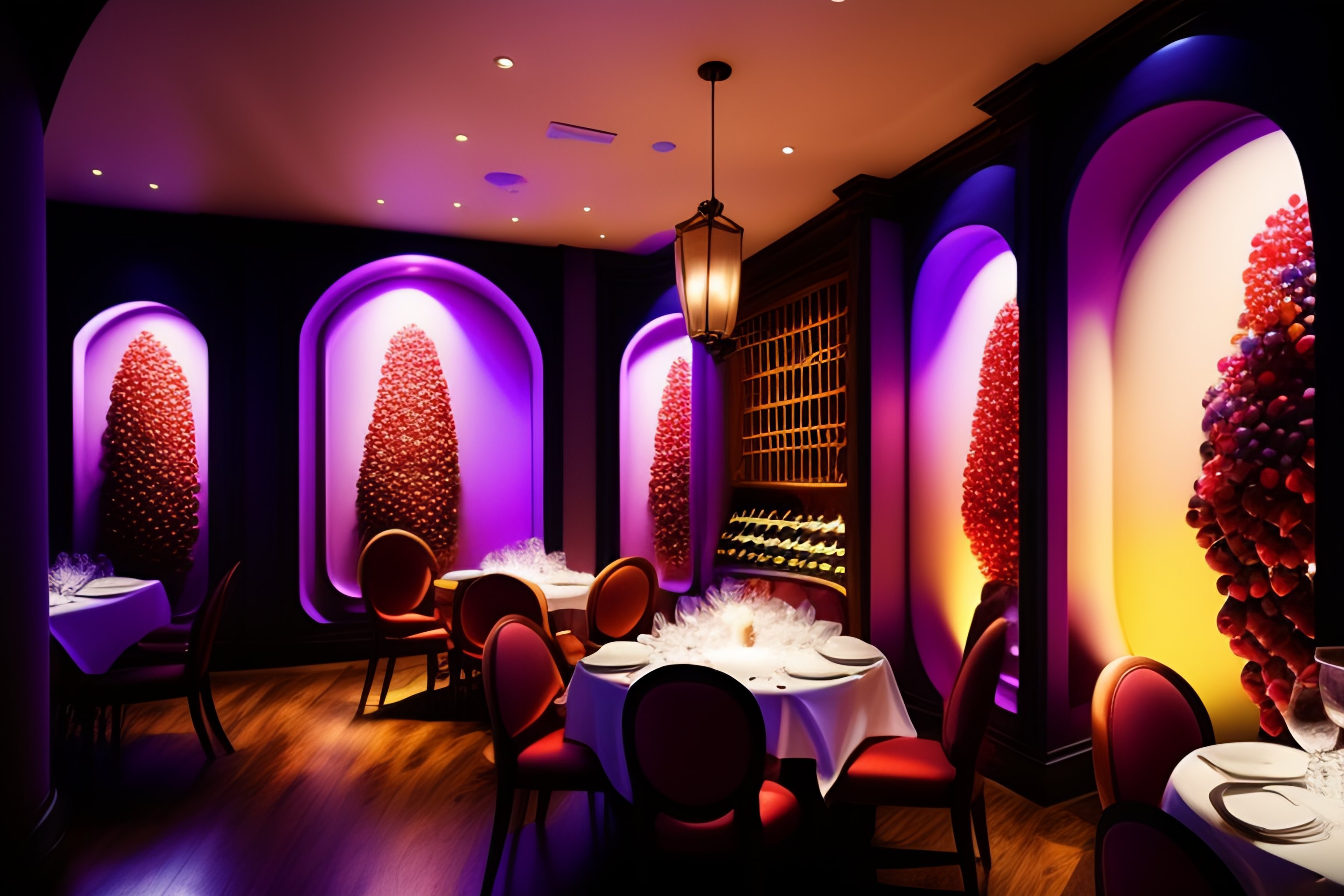 Lexica - Restaurant design::5, wine room, grape wine wall plants::4 ...