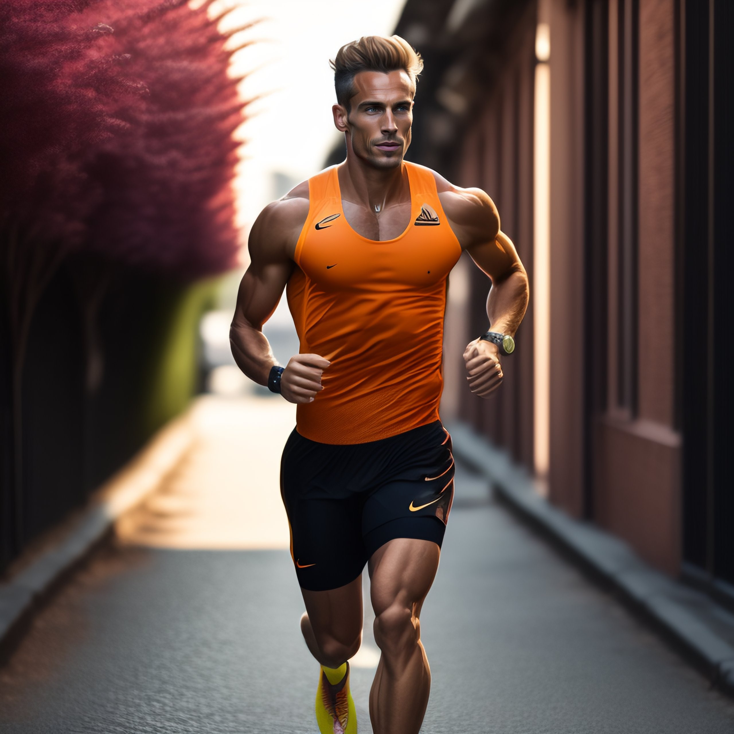 Lexica - Athletic tan man running seen from the side