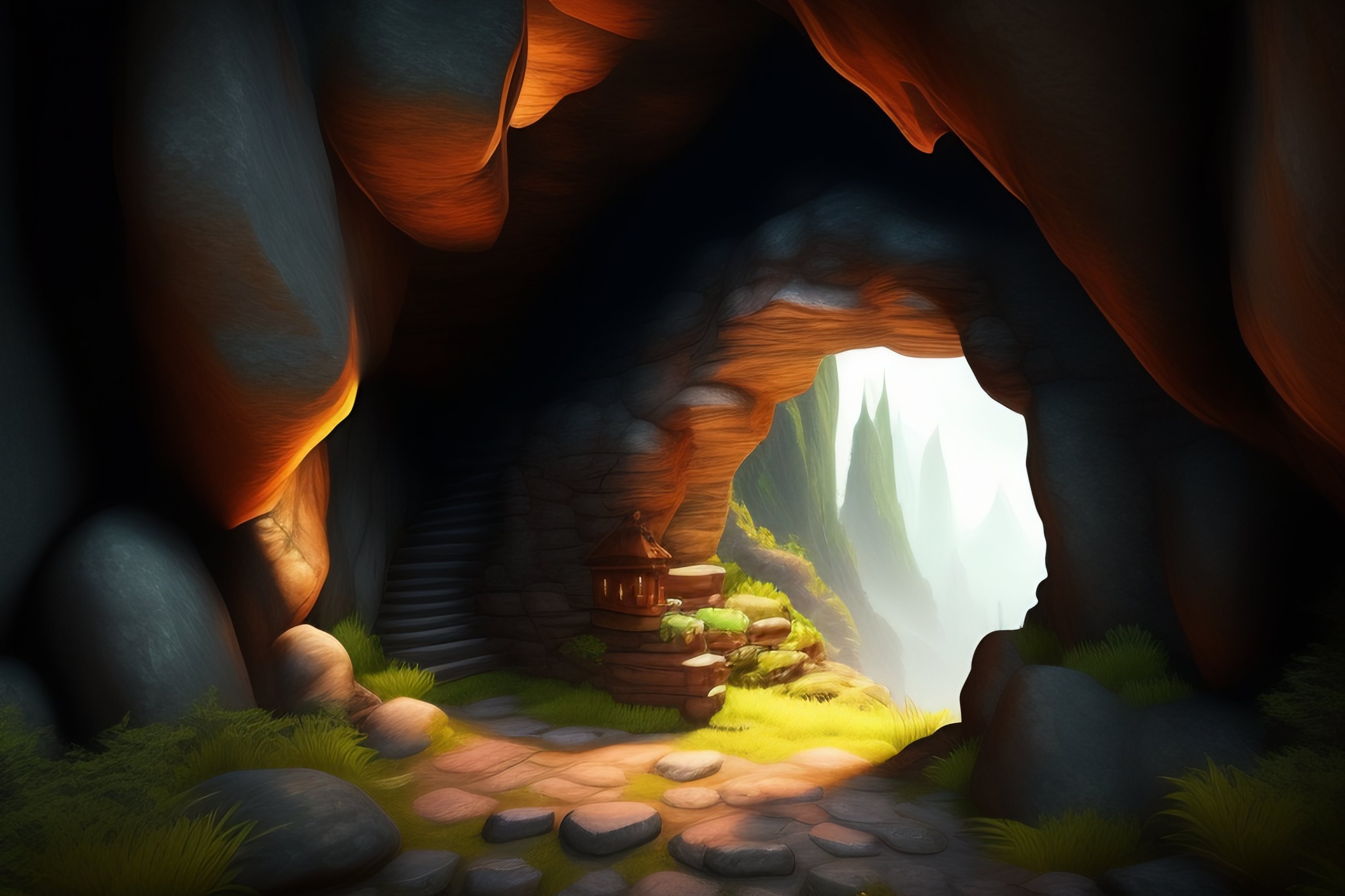 Lexica - Cave entrance, hidden door, d & d, dungeons and dragons, fantasy