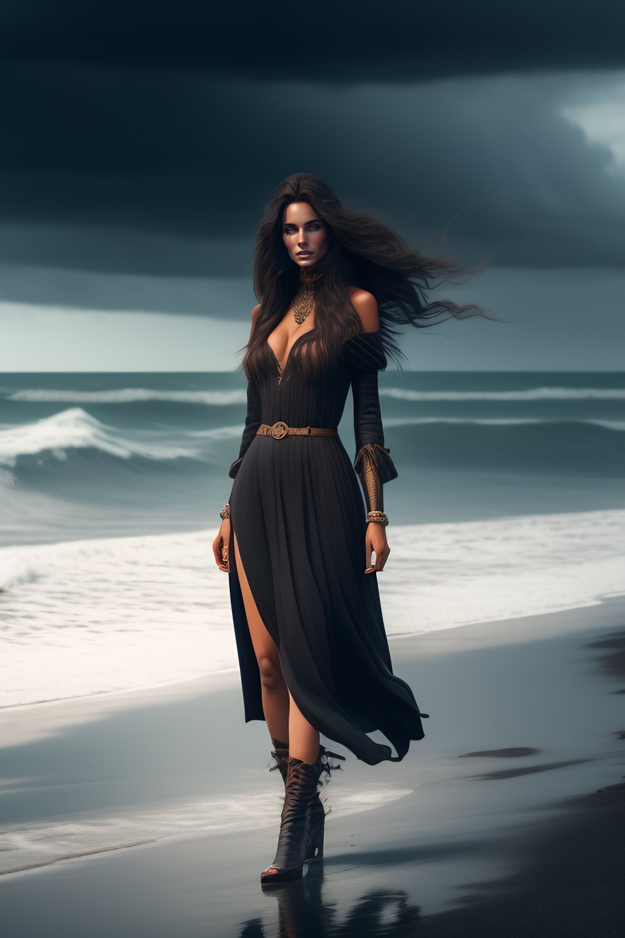 Lexica - A gorgeous witch with long hair, detailed, realistic, wearing ...