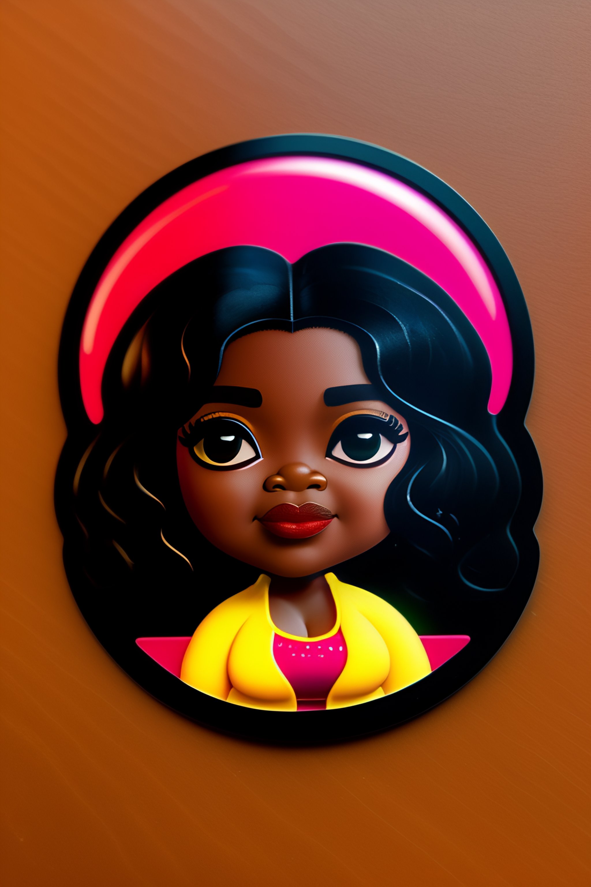 Lexica - A die cut sticker of a cute oprah with big sad eyes in the ...