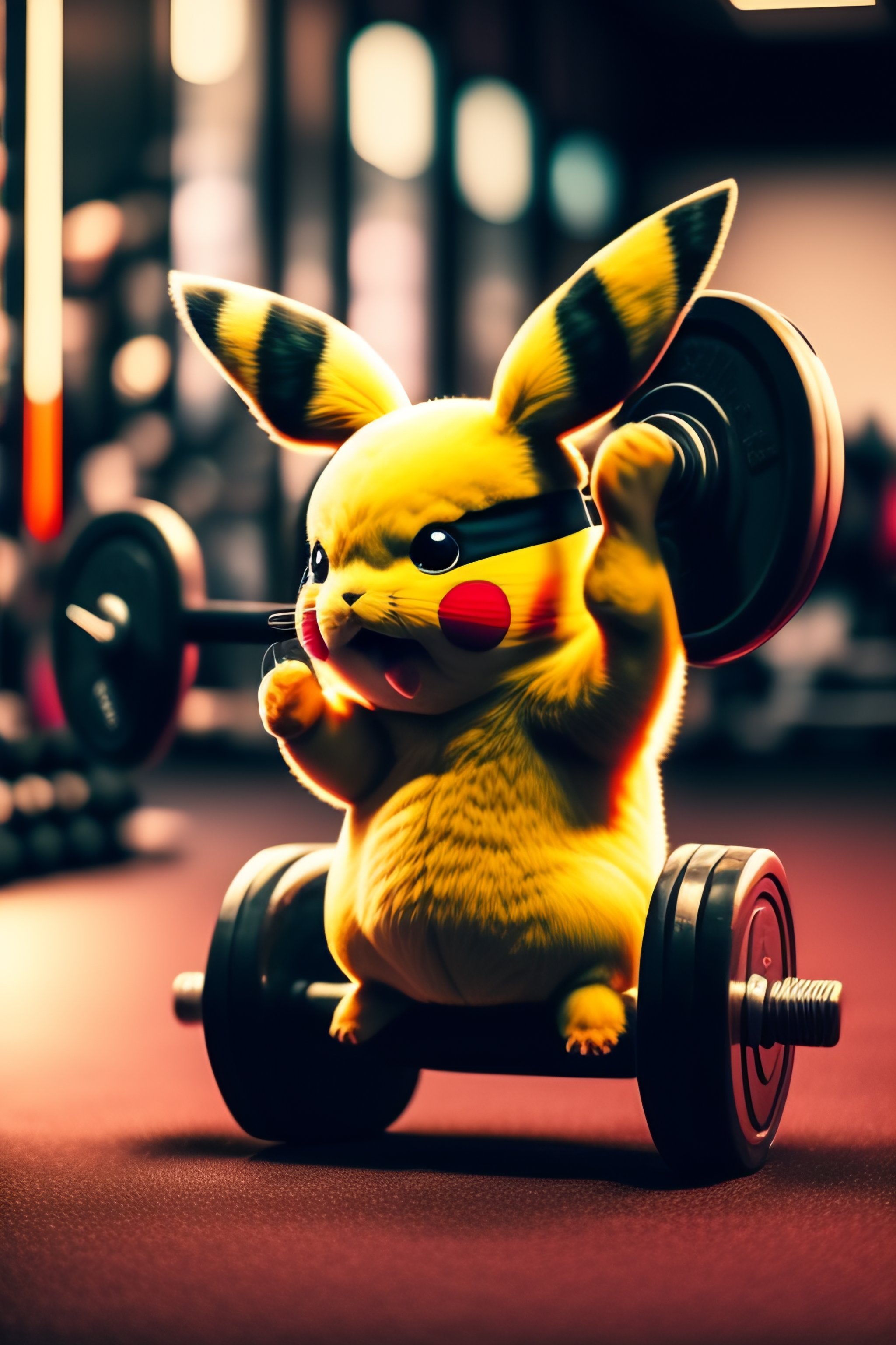 Lexica - Pikachu doing deadlifts and getting swole at a luxury gym ...