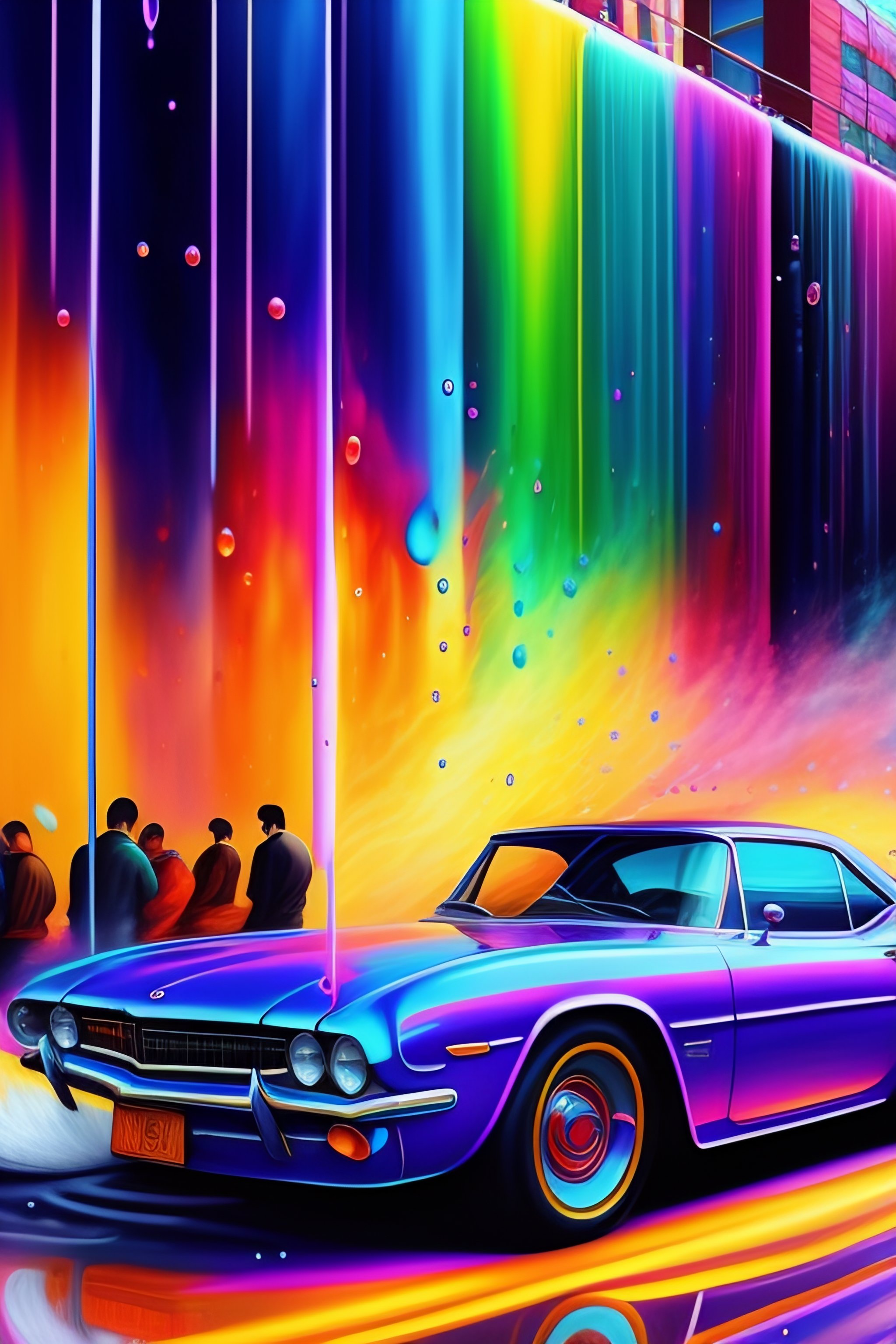 Lexica - Car wash in NYC, water splashes, pop art, party lightning ...