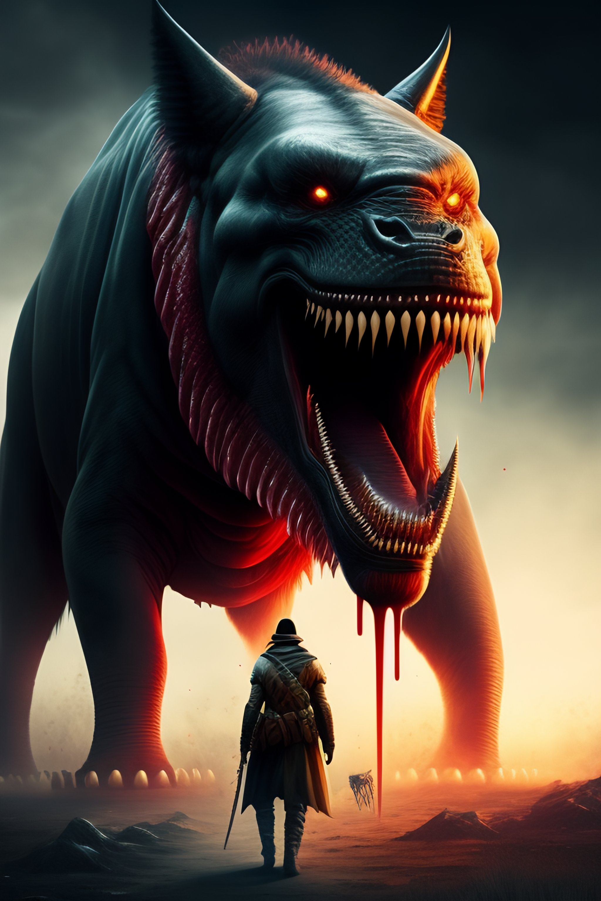 Lexica - Horrifying creature, realistic, blood thirsty, death