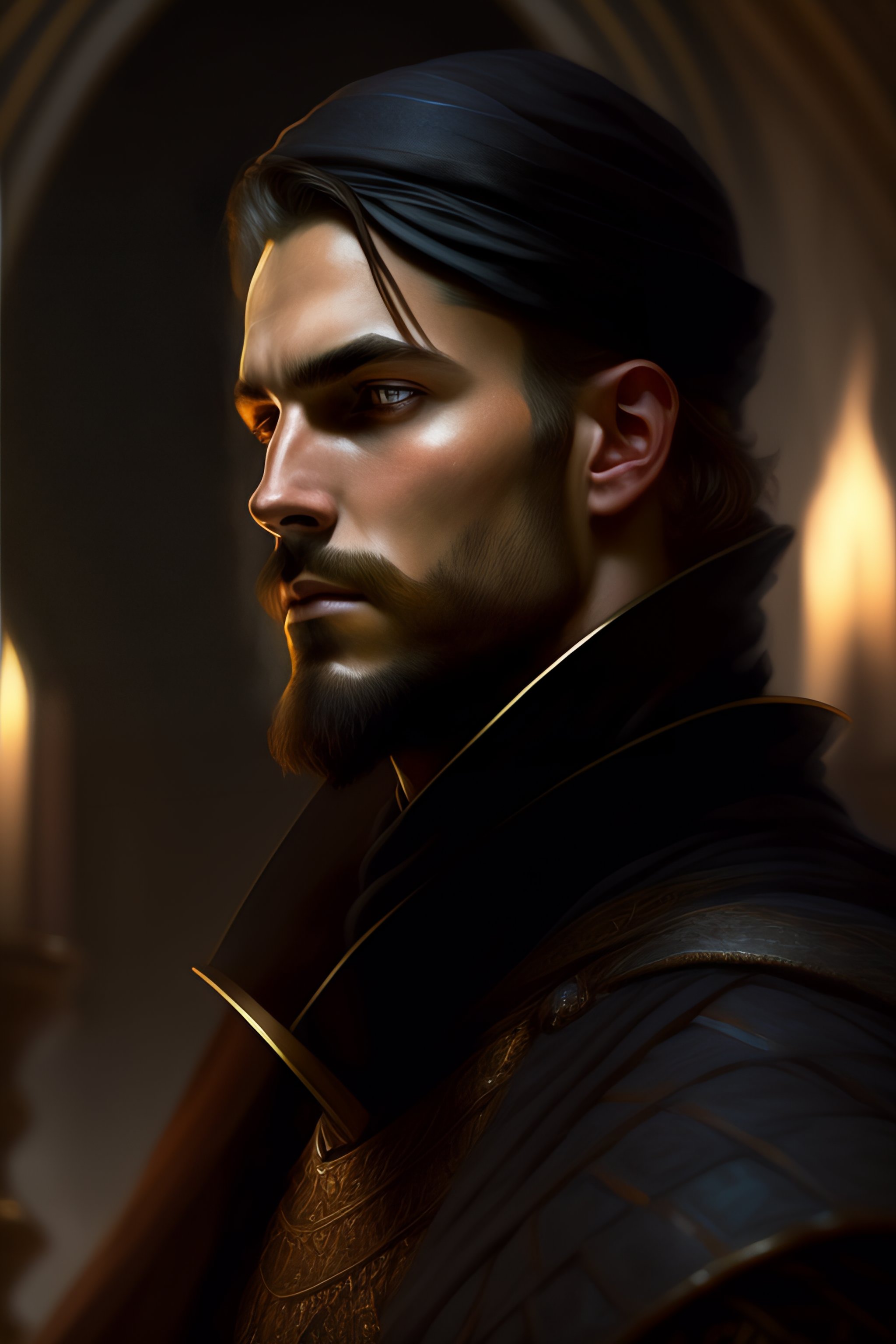 Lexica - Medieval portrait of a man sharp features, grim, cold stare ...