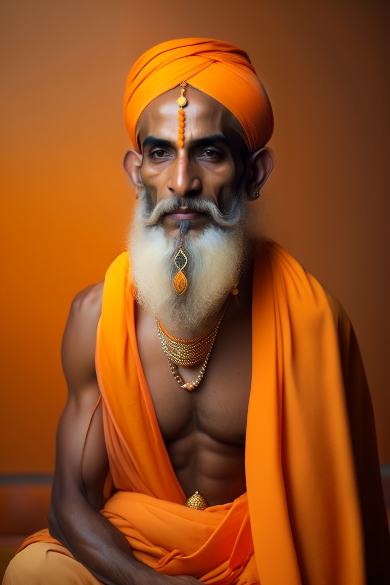 Lexica - The image depicts a Sadhu Saint, a spiritual ascetic, with a ...