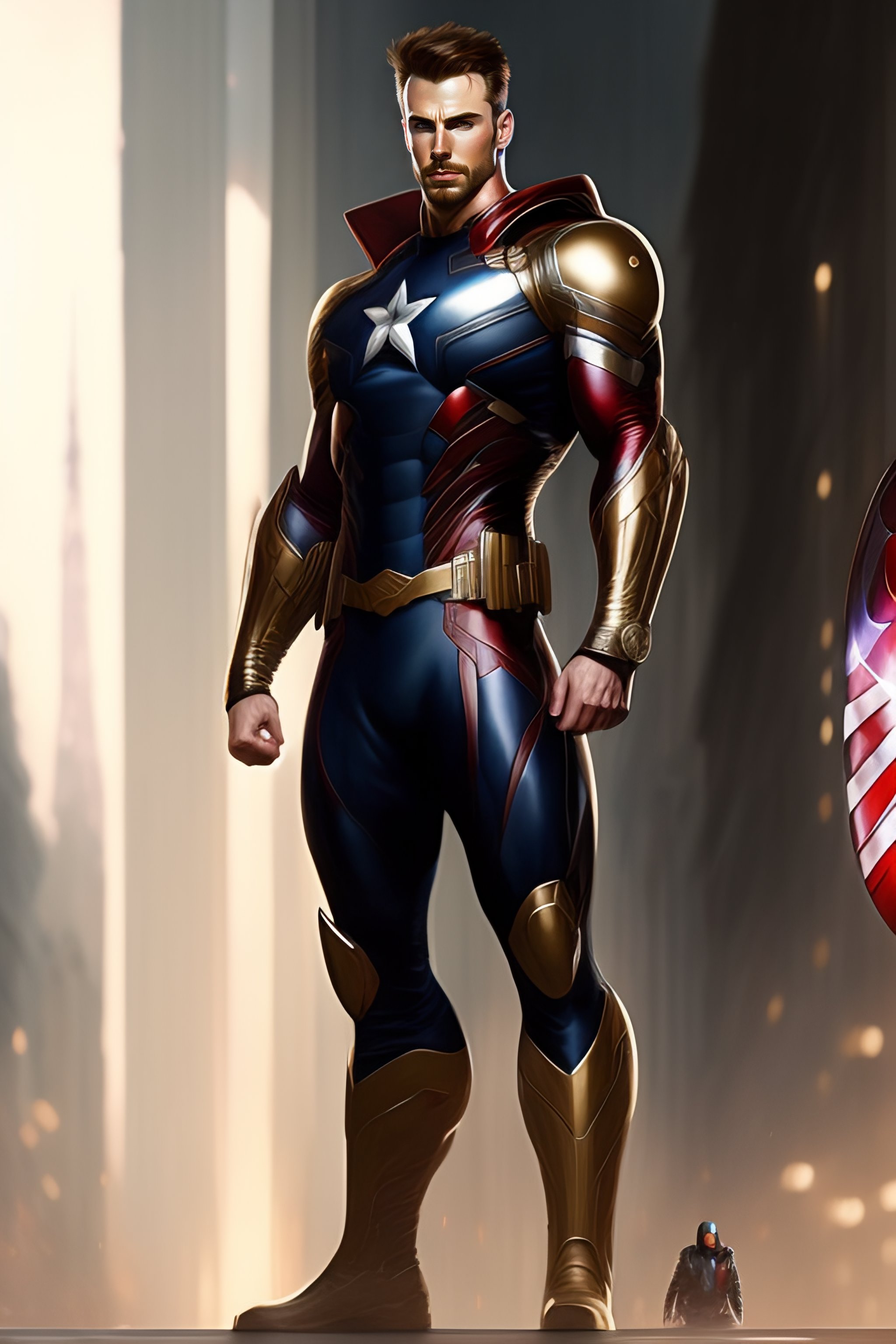 Lexica - Full body potrait thin muscular chris evans in captain america ...
