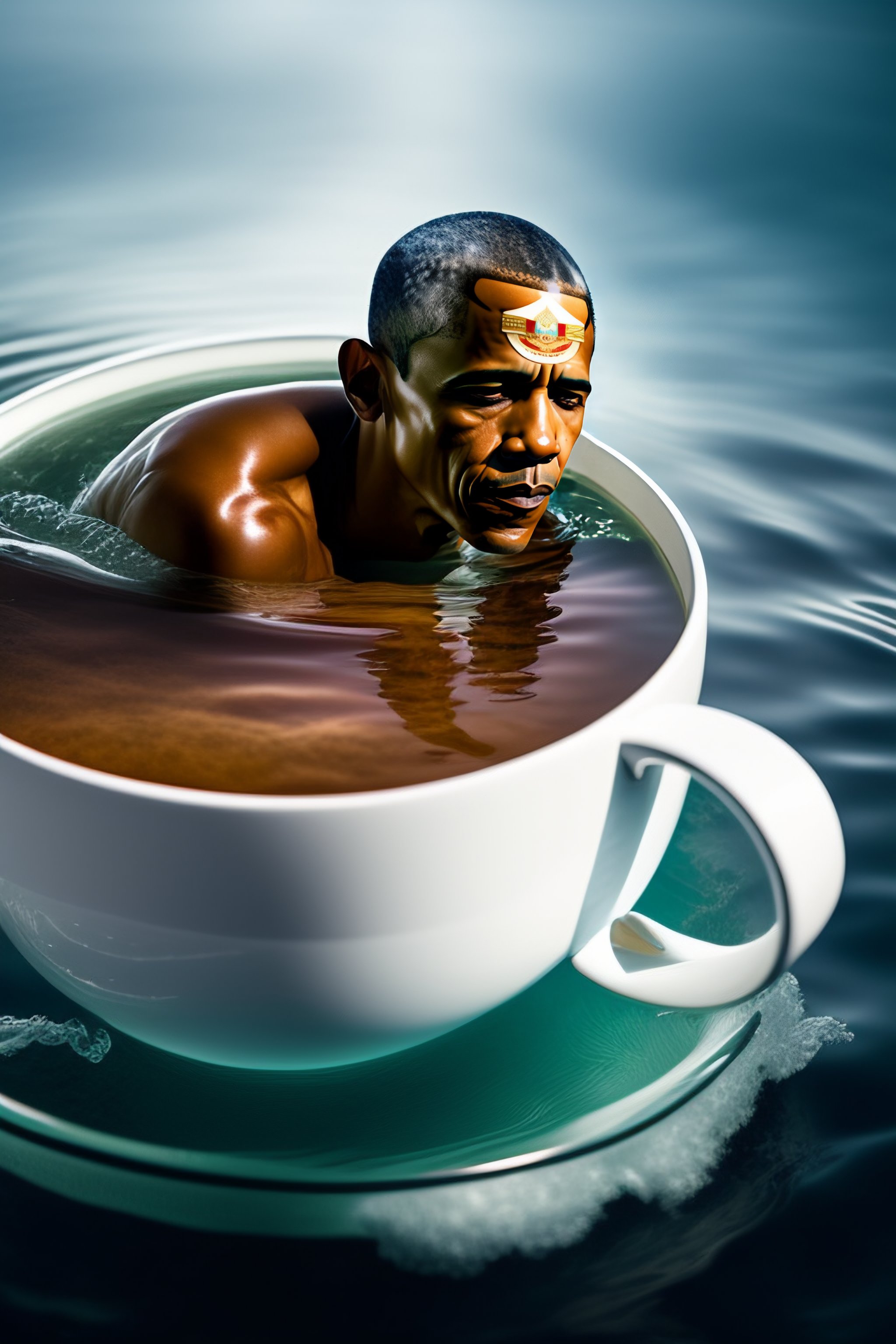 Lexica - Barack Obama swimming in a cup of tea