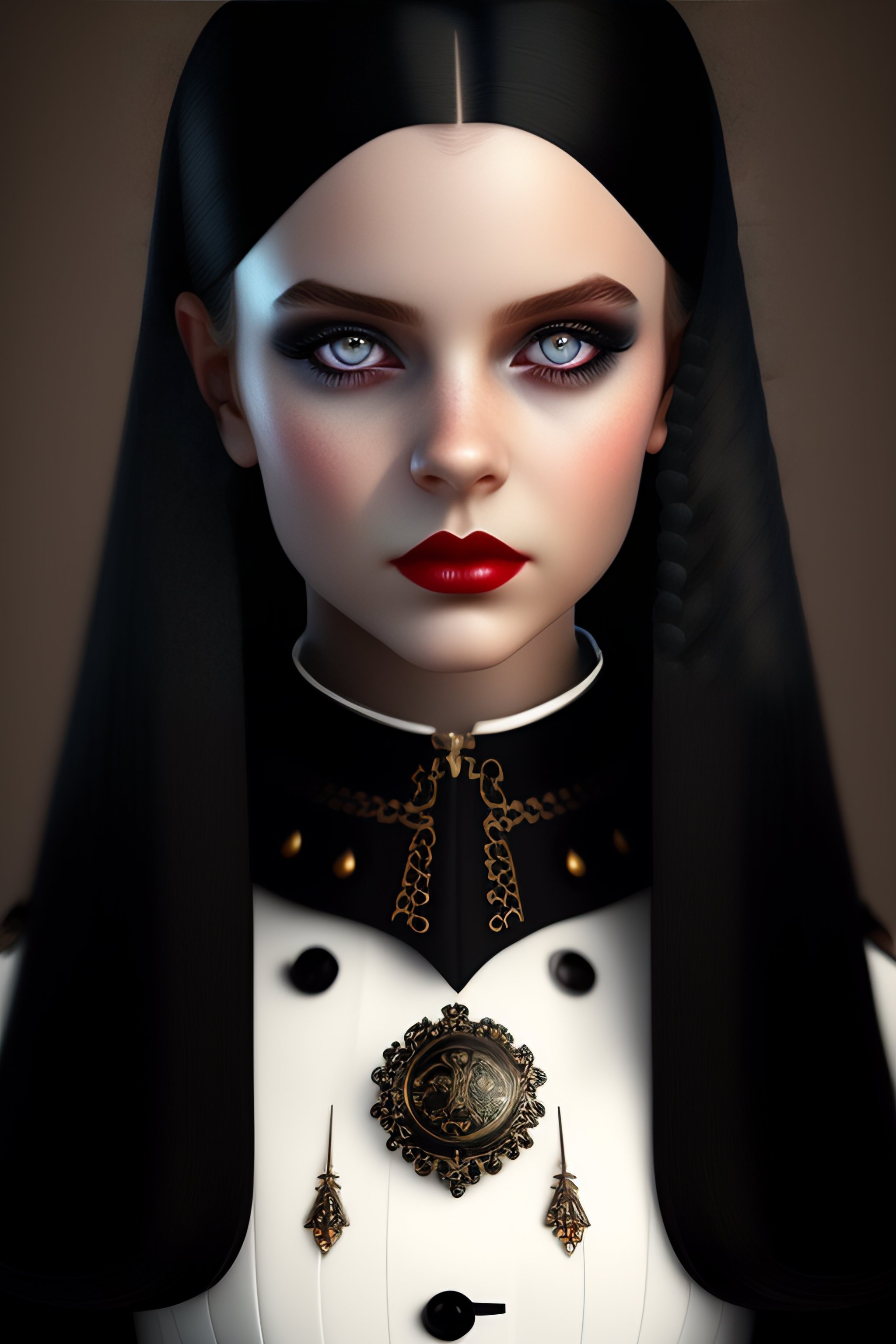 Lexica - Young girl stunning Wednesday Addams evil expression wearing ...