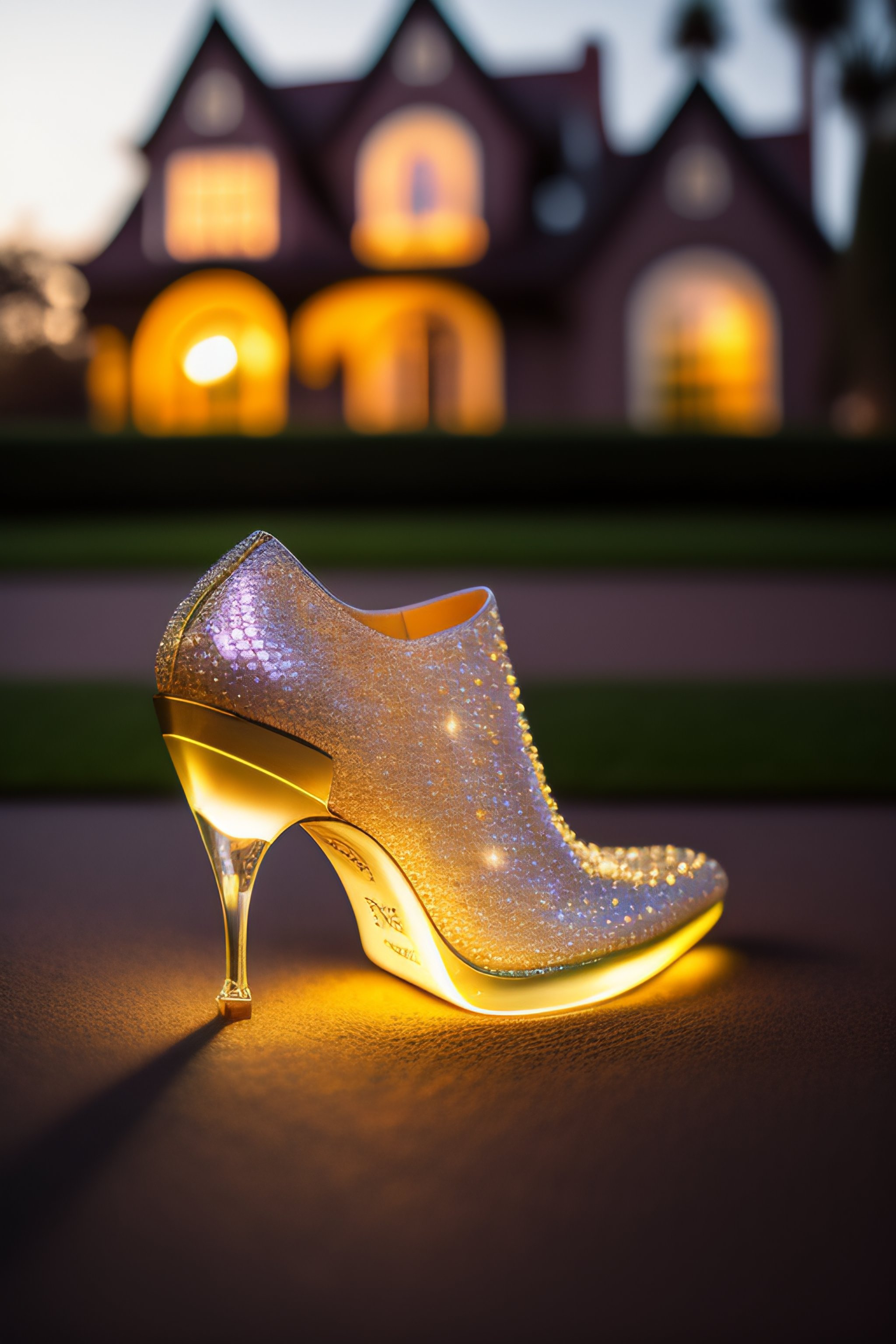 Lexica - Shiny clear intricate shoe in front of a mansion, 8k, highly ...