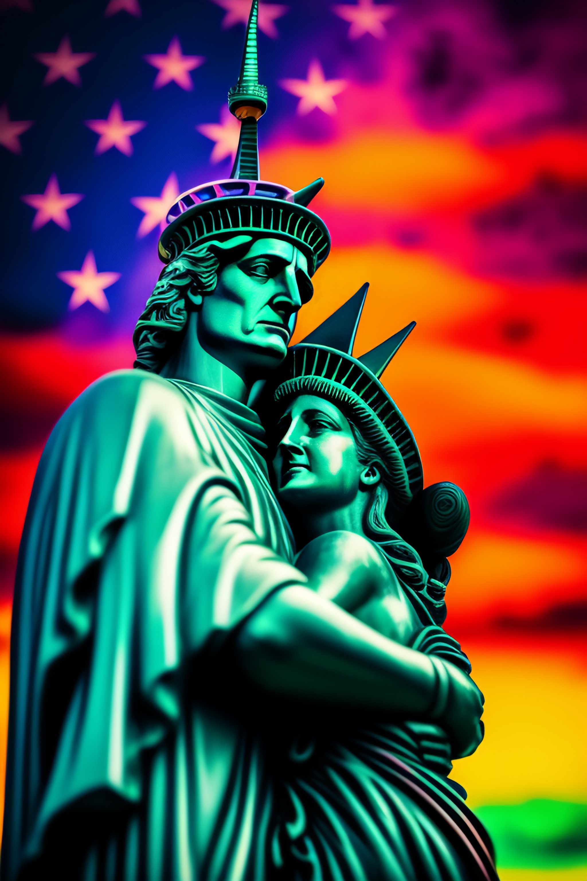 Lexica - Portrait of uncle sam and the statue of liberty in an embrace ...